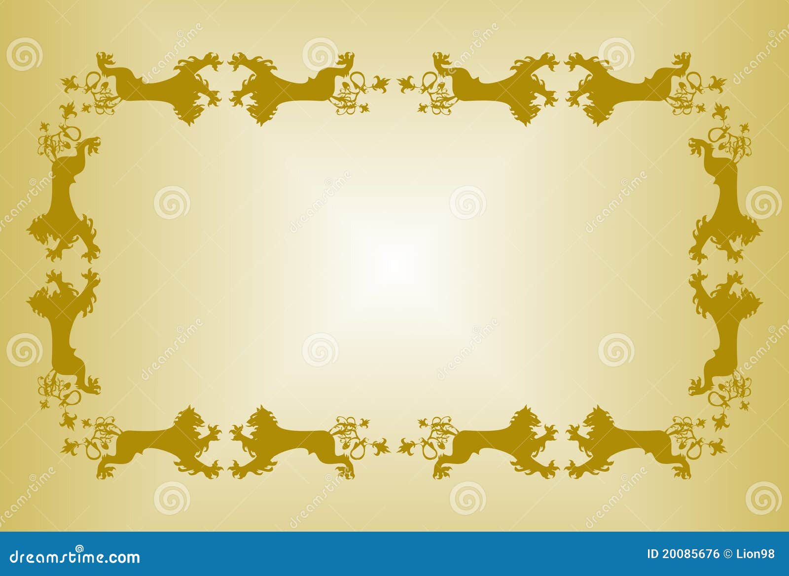 Golden Borders from Heraldic Wolves Stock Vector - Illustration of ...