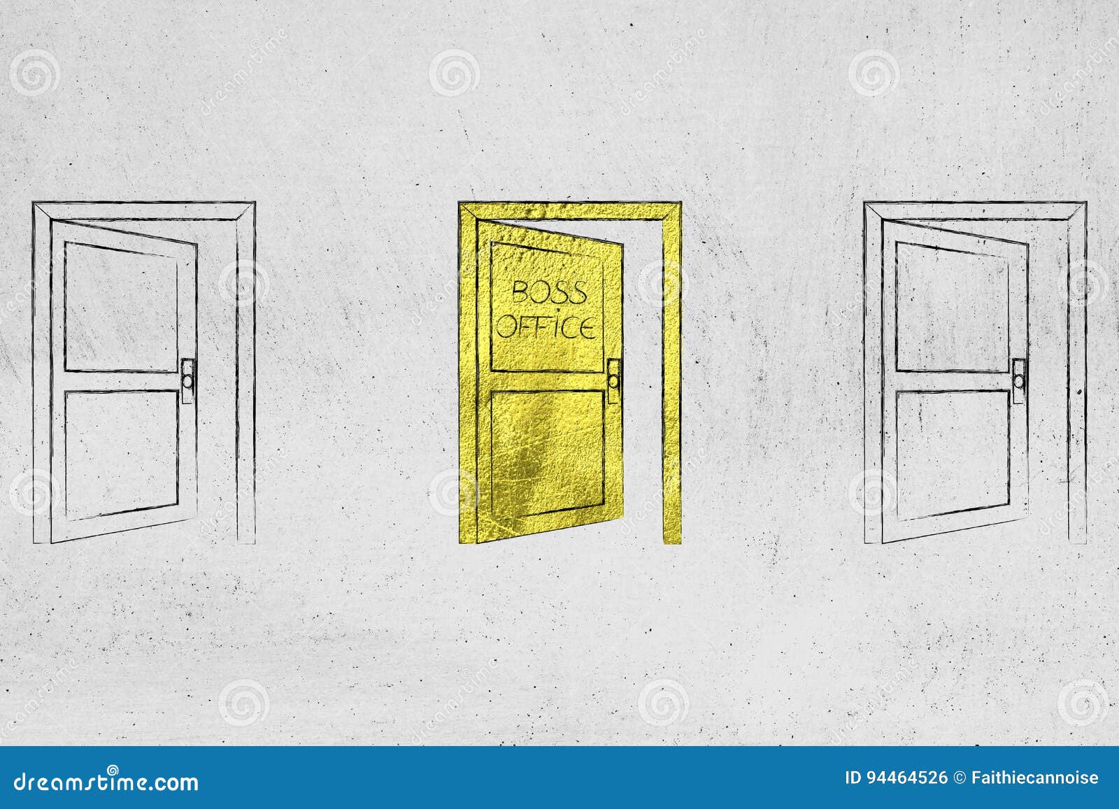 Golden Boss Office Door among Other Normal Ones Stock Illustration ...