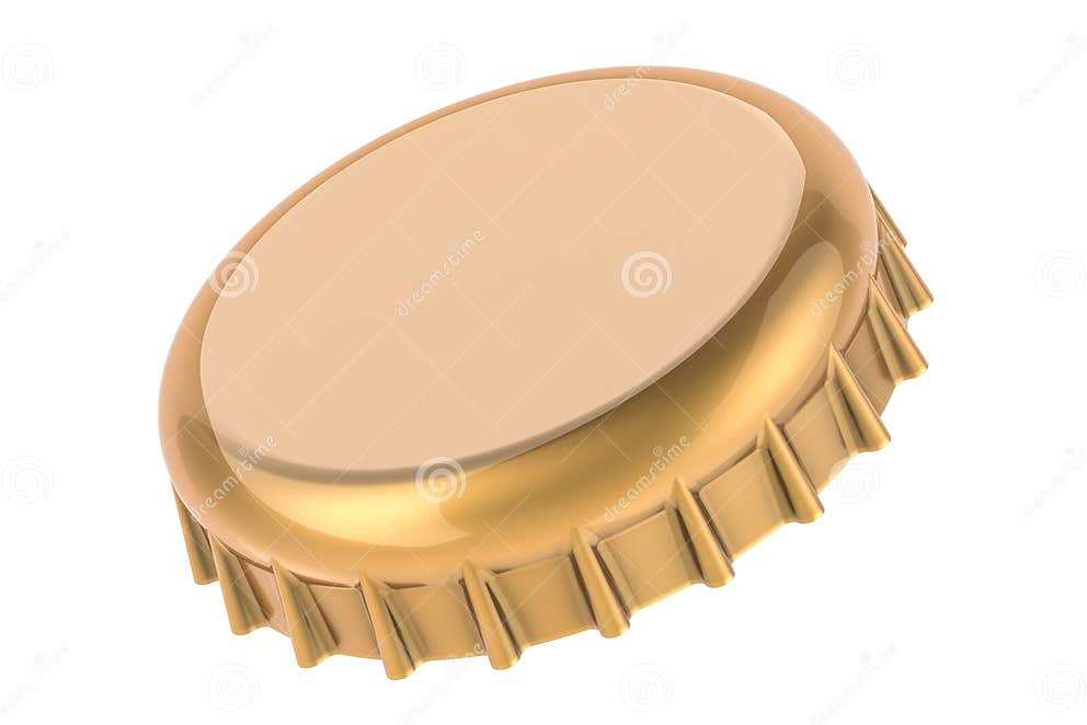 Golden Bottle Cap, 3D Rendering Stock Illustration - Illustration of ...