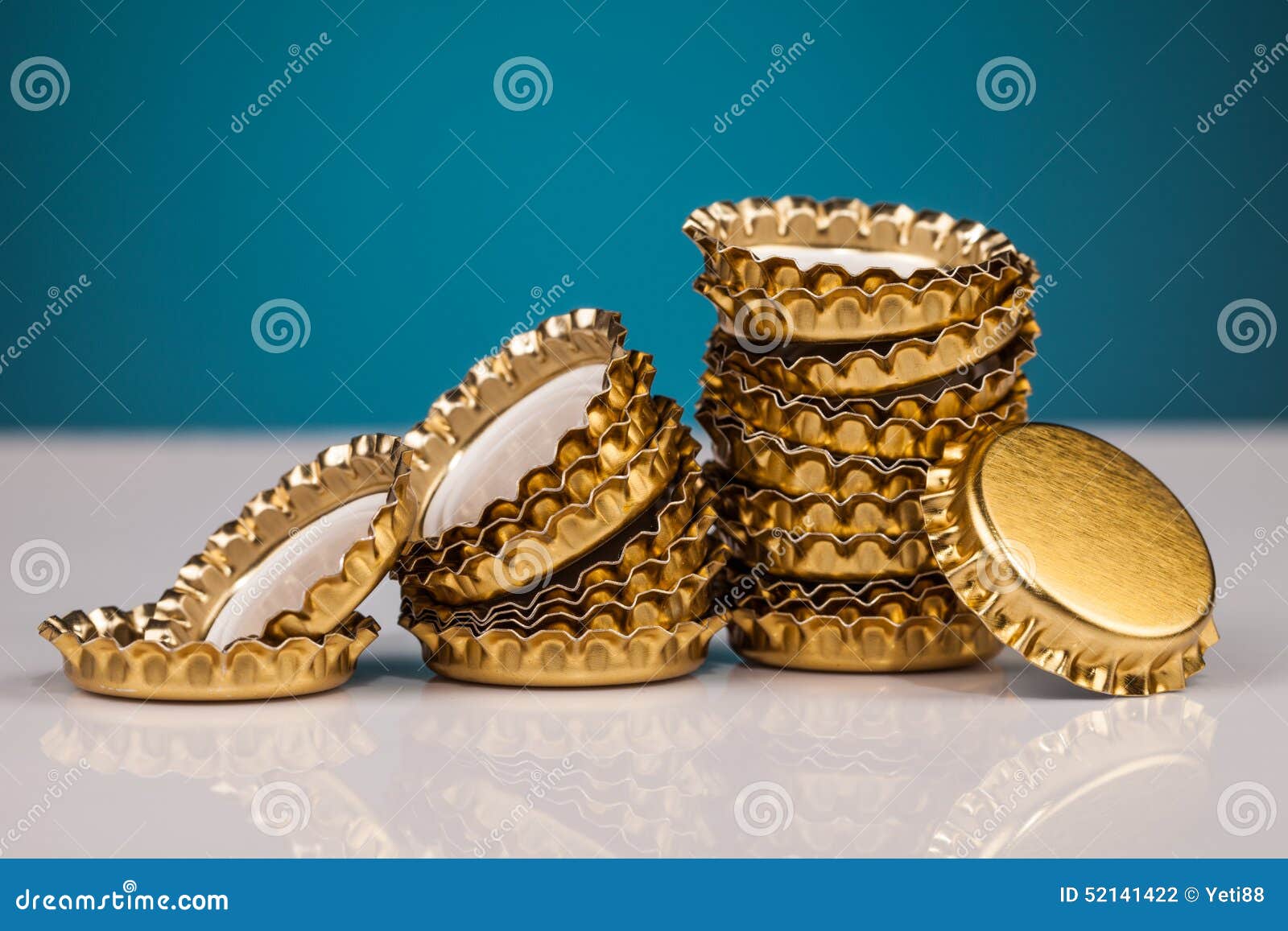 Golden bottle caps stock photo. Image of celebration - 52141422