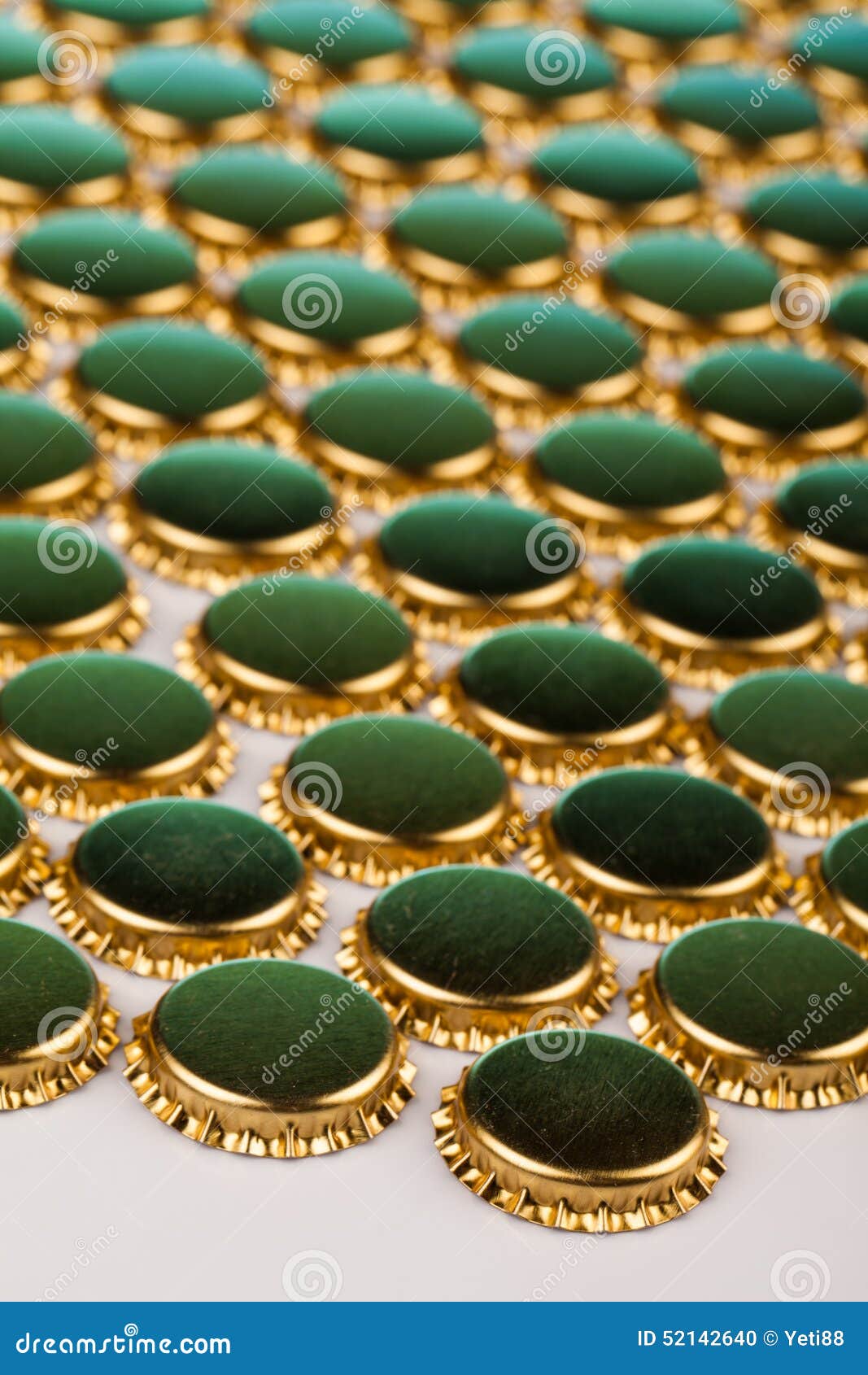 Golden bottle caps stock photo. Image of pint, cold, glass - 52142640