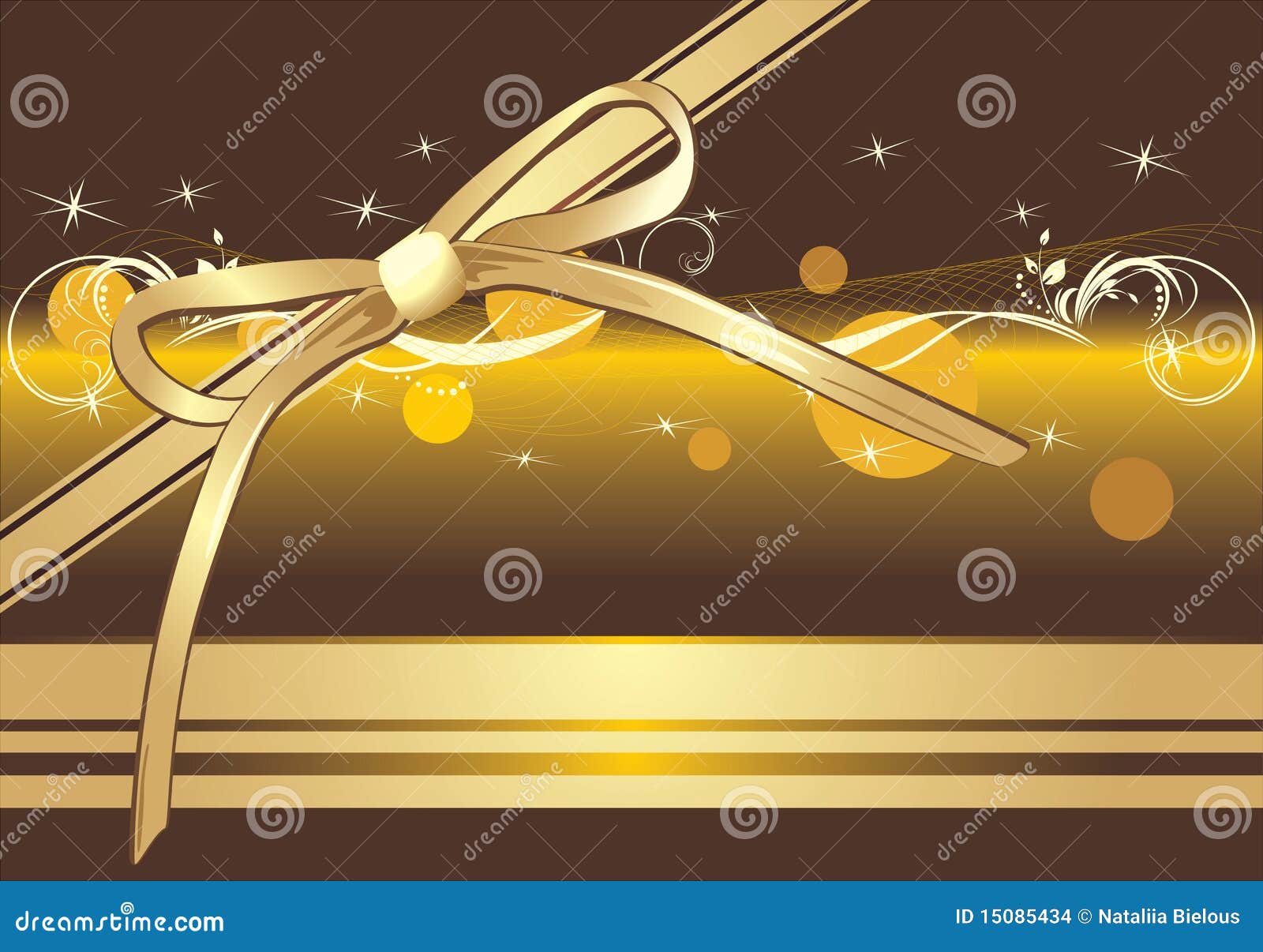 Golden Bow on the Decorative Background. Banner Stock Vector ...
