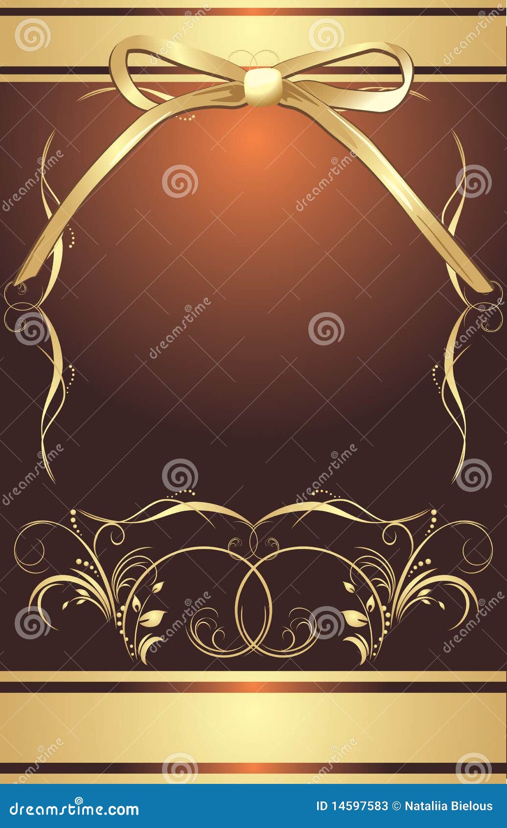 Golden Bow with Decorative Frame. Wrapping Stock Vector - Illustration ...