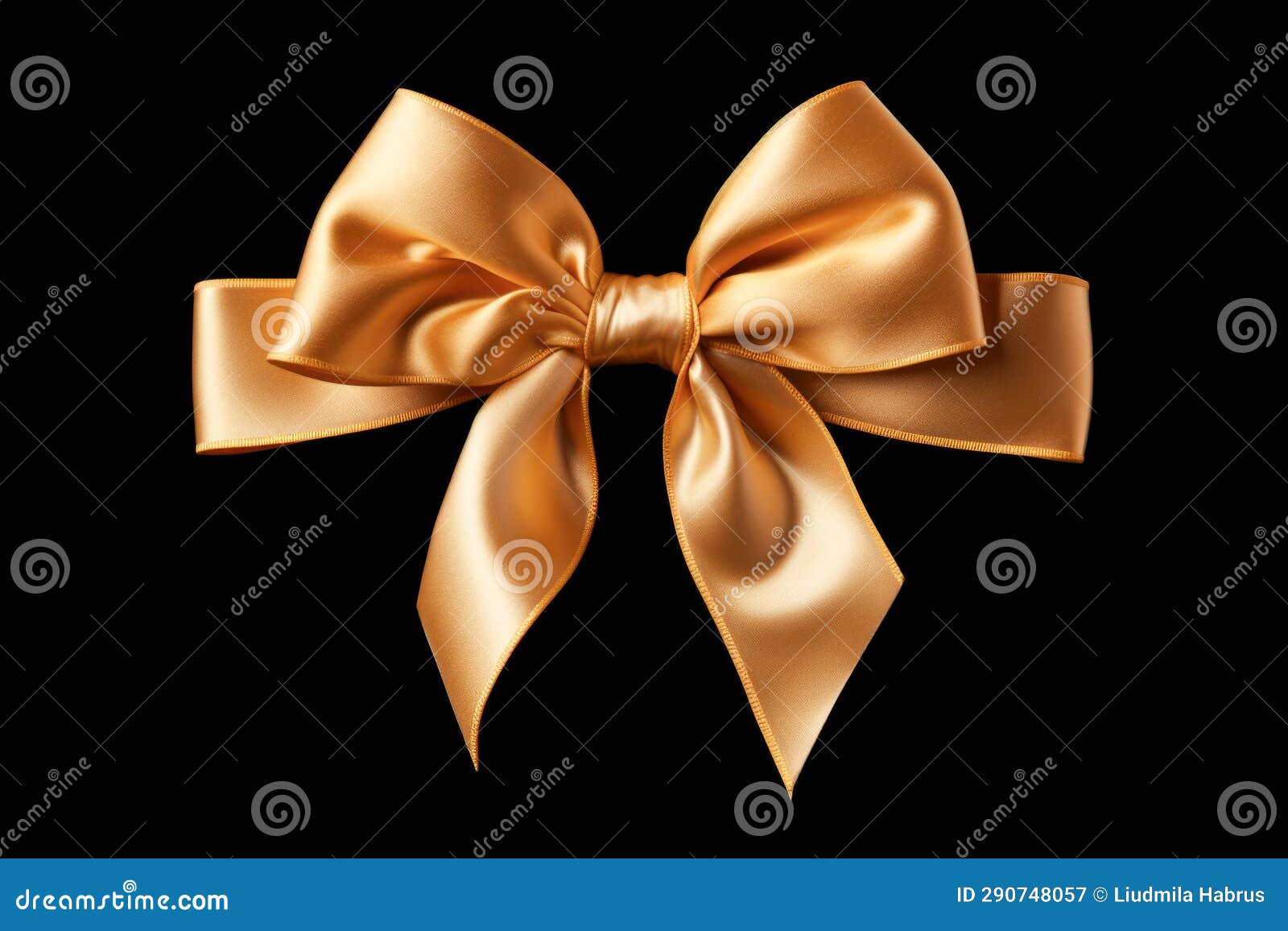 Golden Bow Isolated on Black Background. Stock Image - Image of present ...