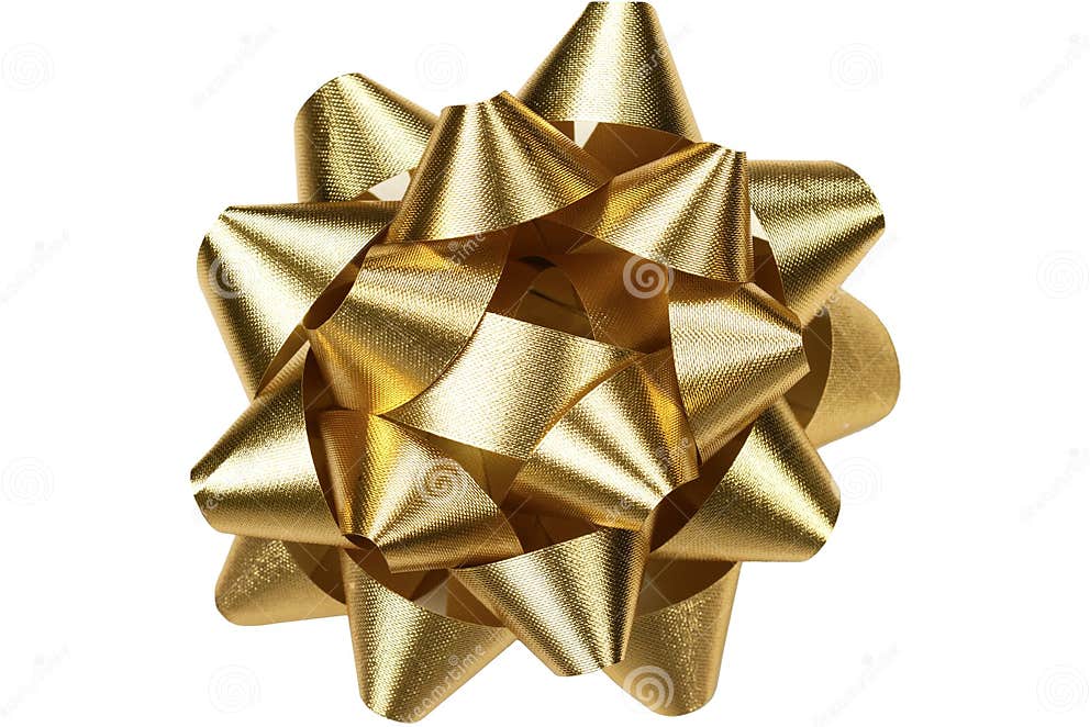 Golden Bow Isolated on White Stock Image - Image of close, expensive ...