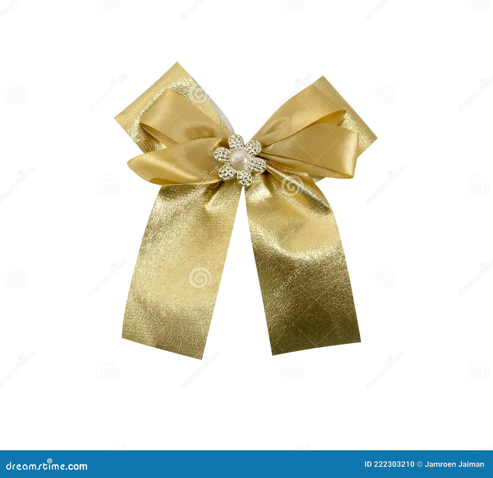 Golden Bow Isolated on White Background Stock Photo - Image of single ...