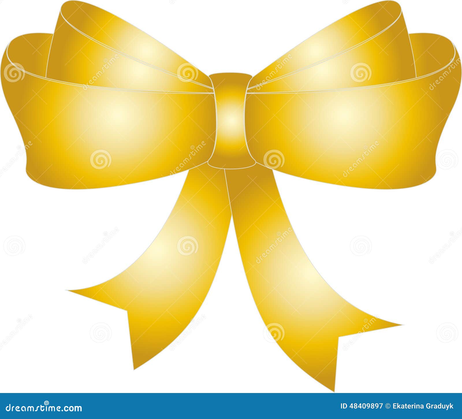 Golden Bow, Isolated on White Background, Vector Stock Vector ...