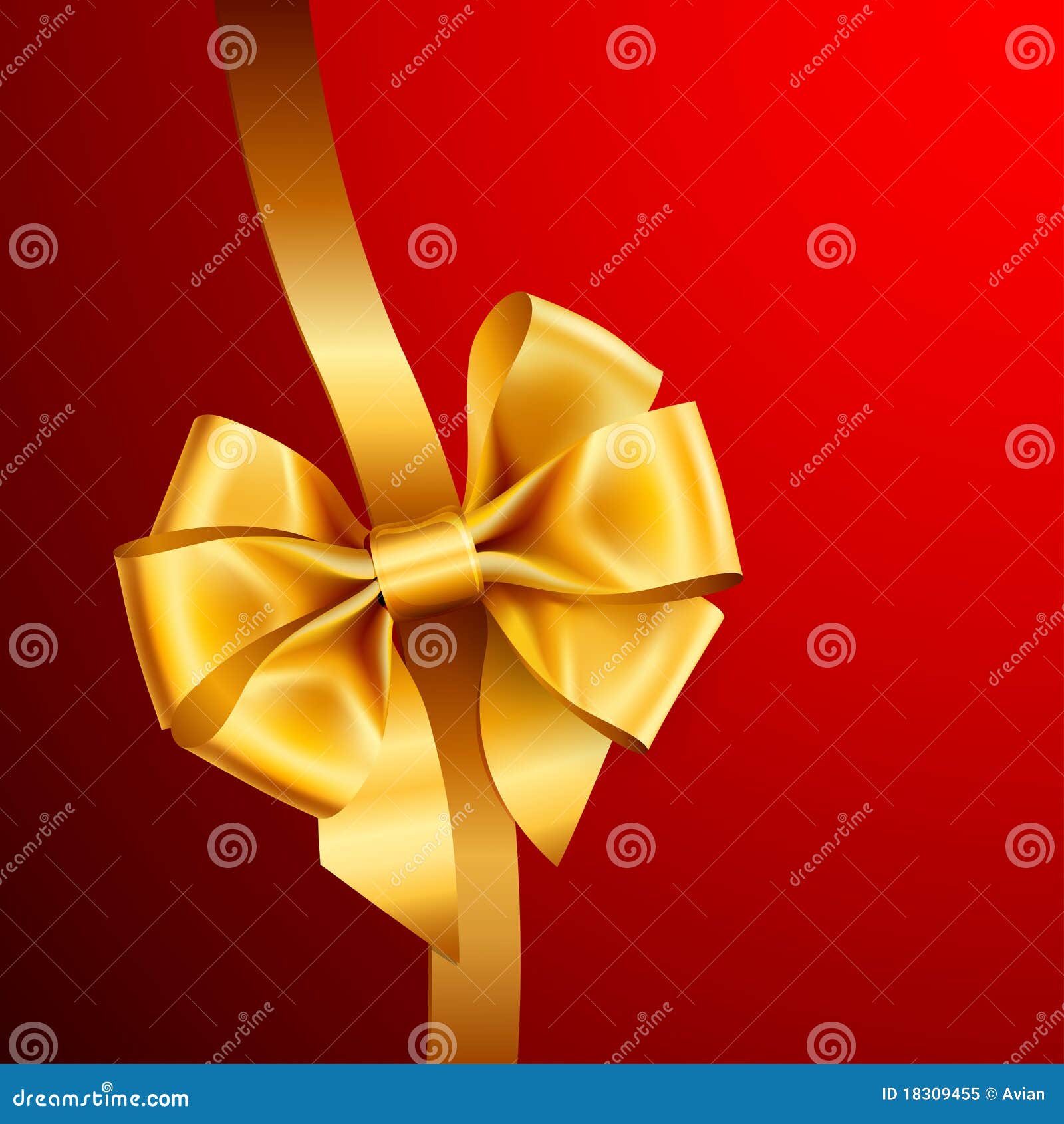 Golden Bow on Red Background Stock Vector - Illustration of decorative ...