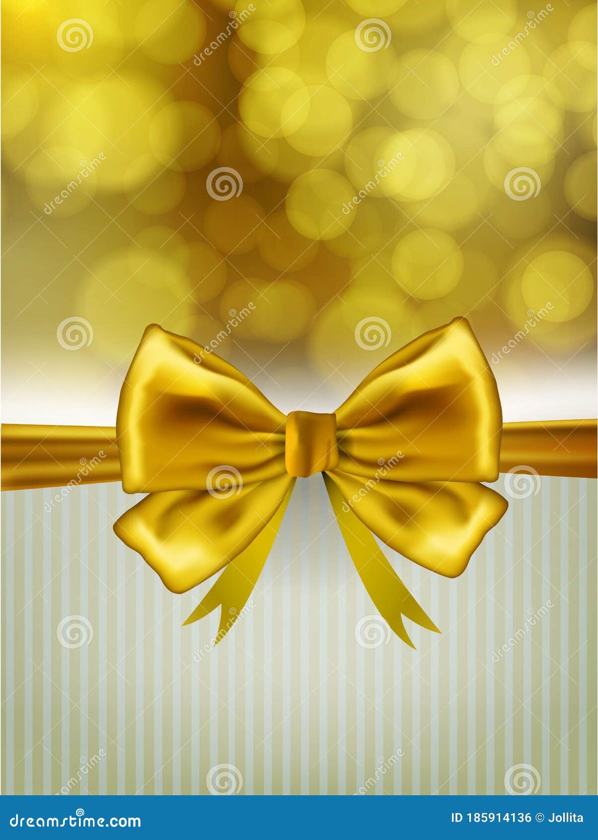 Golden Bow Ribbon and Light Effects Blurry Background. Stock Vector ...