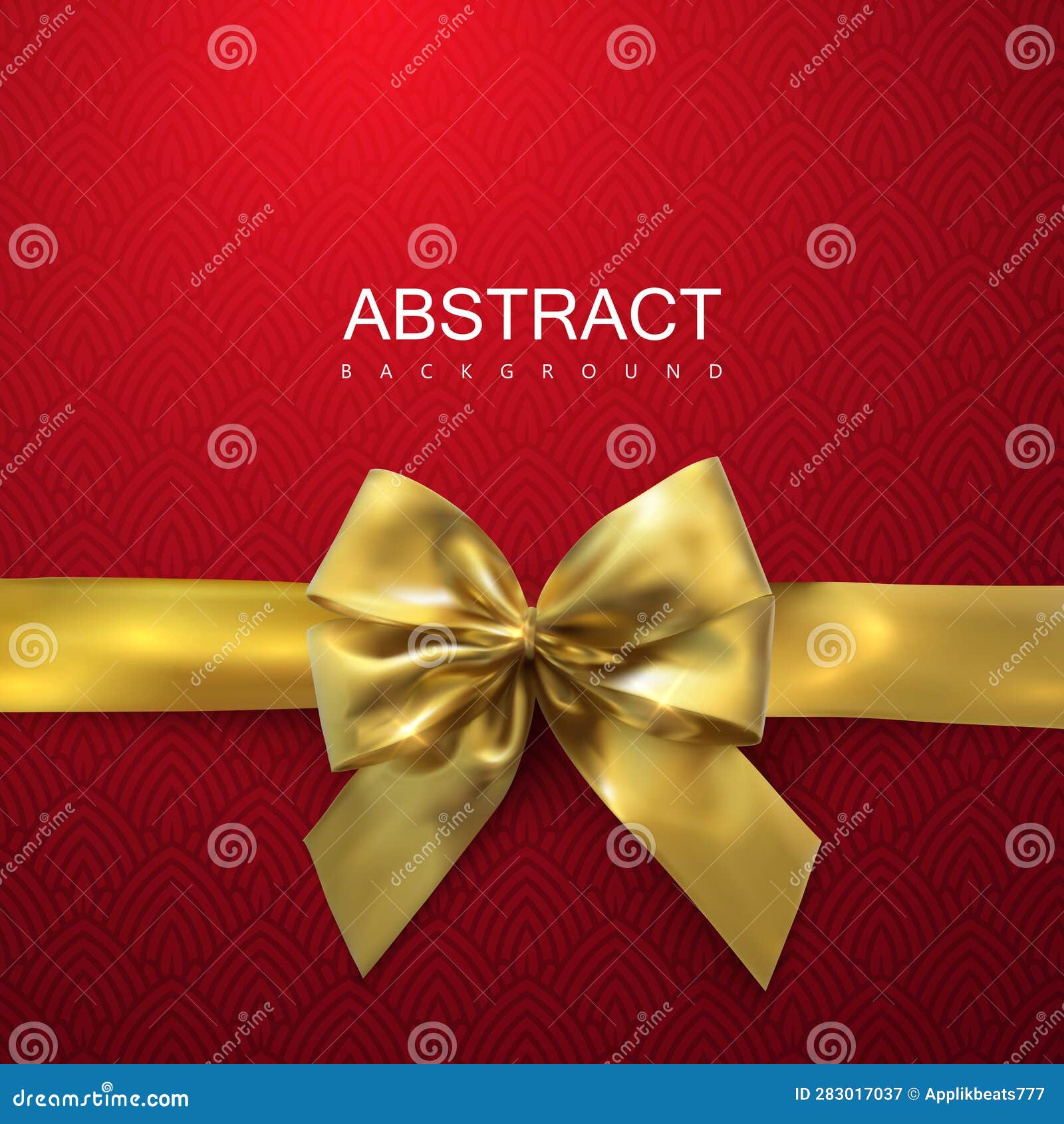 Golden Bow and Ribbon on Red Background Stock Vector - Illustration of ...