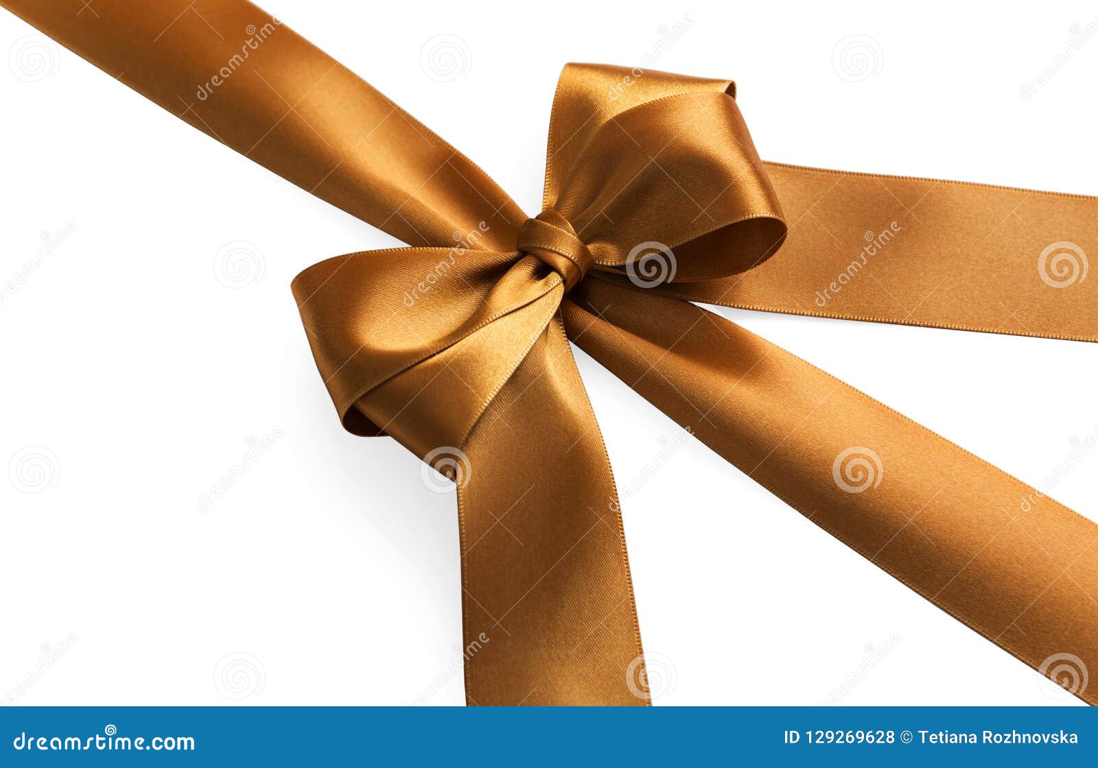 Golden Bow on a White Background. Close-up. Stock Photo - Image of ...