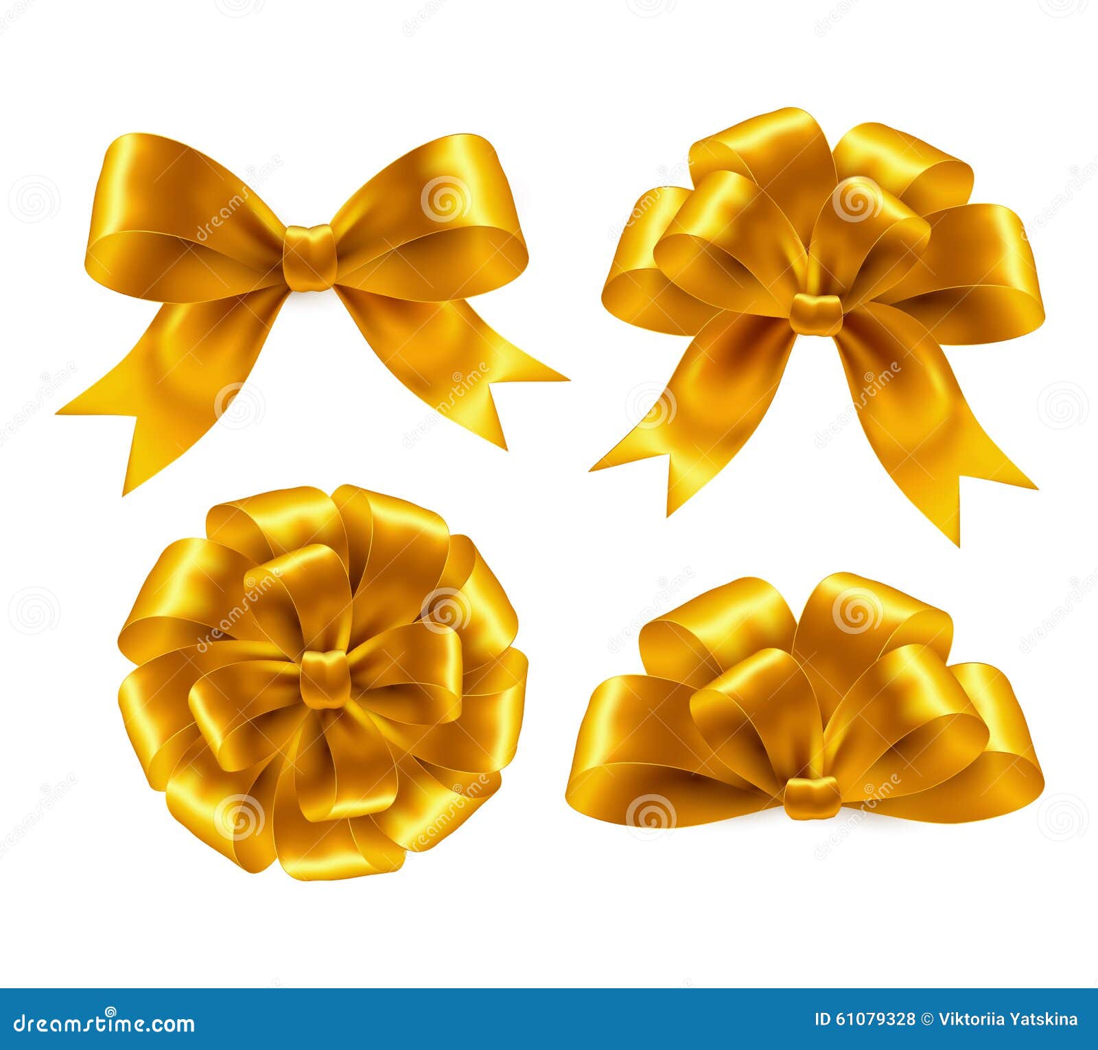Golden Bow, on White Background, Vector Stock Vector - Illustration of ...