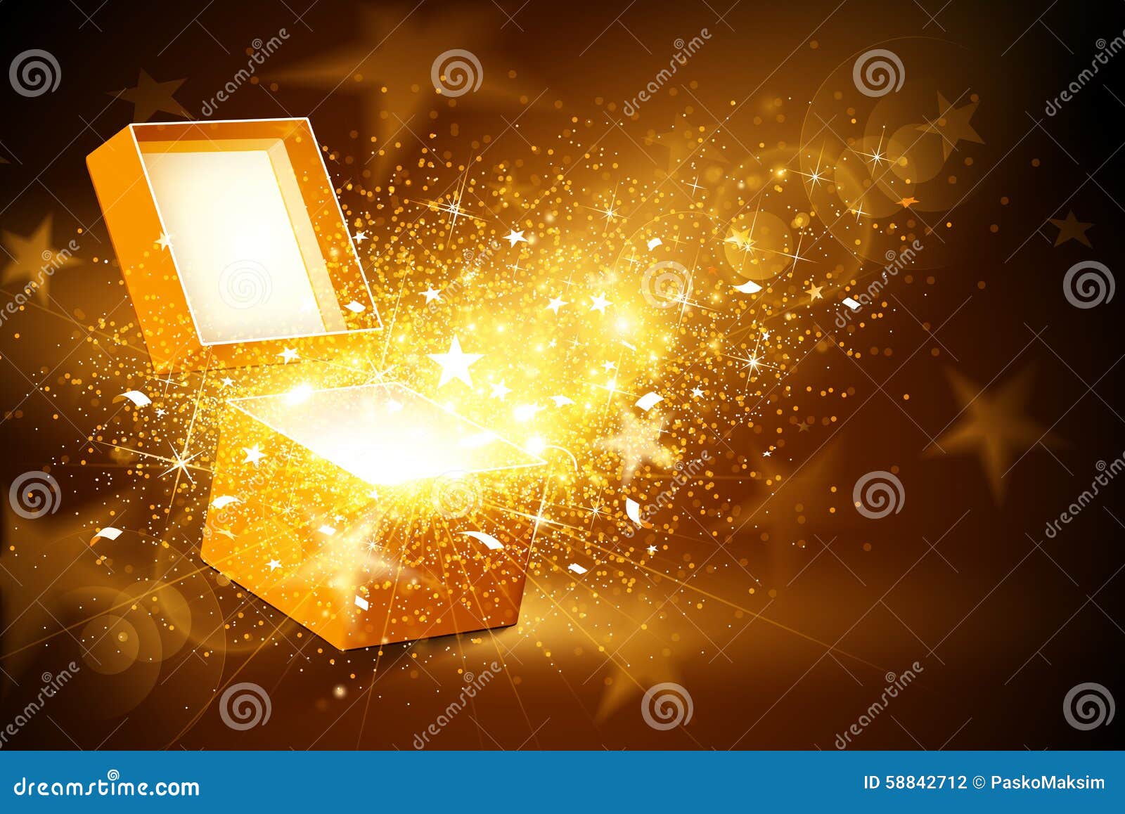 Golden box stock vector. Illustration of glitter, christmas - 58842712