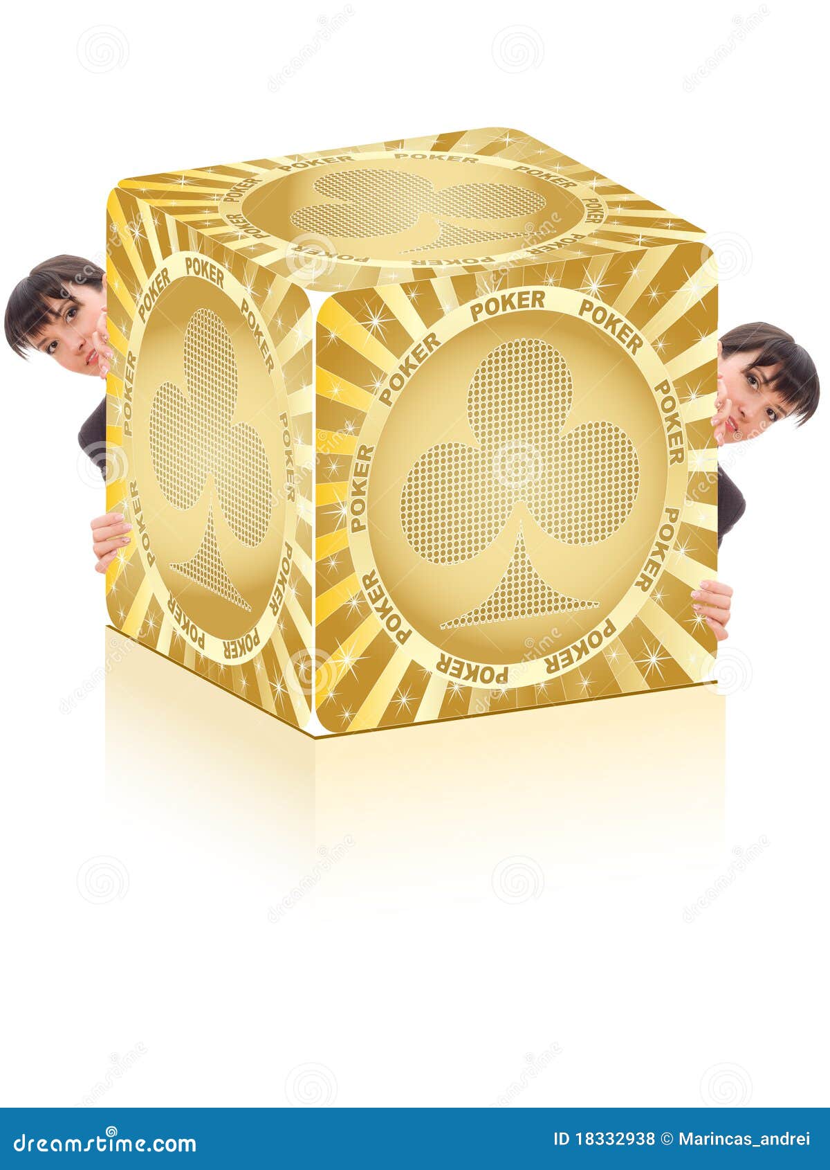 Golden Box with Poker Element Stock Illustration - Illustration of ...