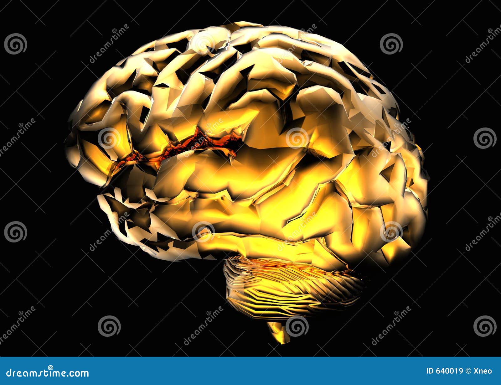Golden Brain stock illustration. Illustration of abstract - 640019