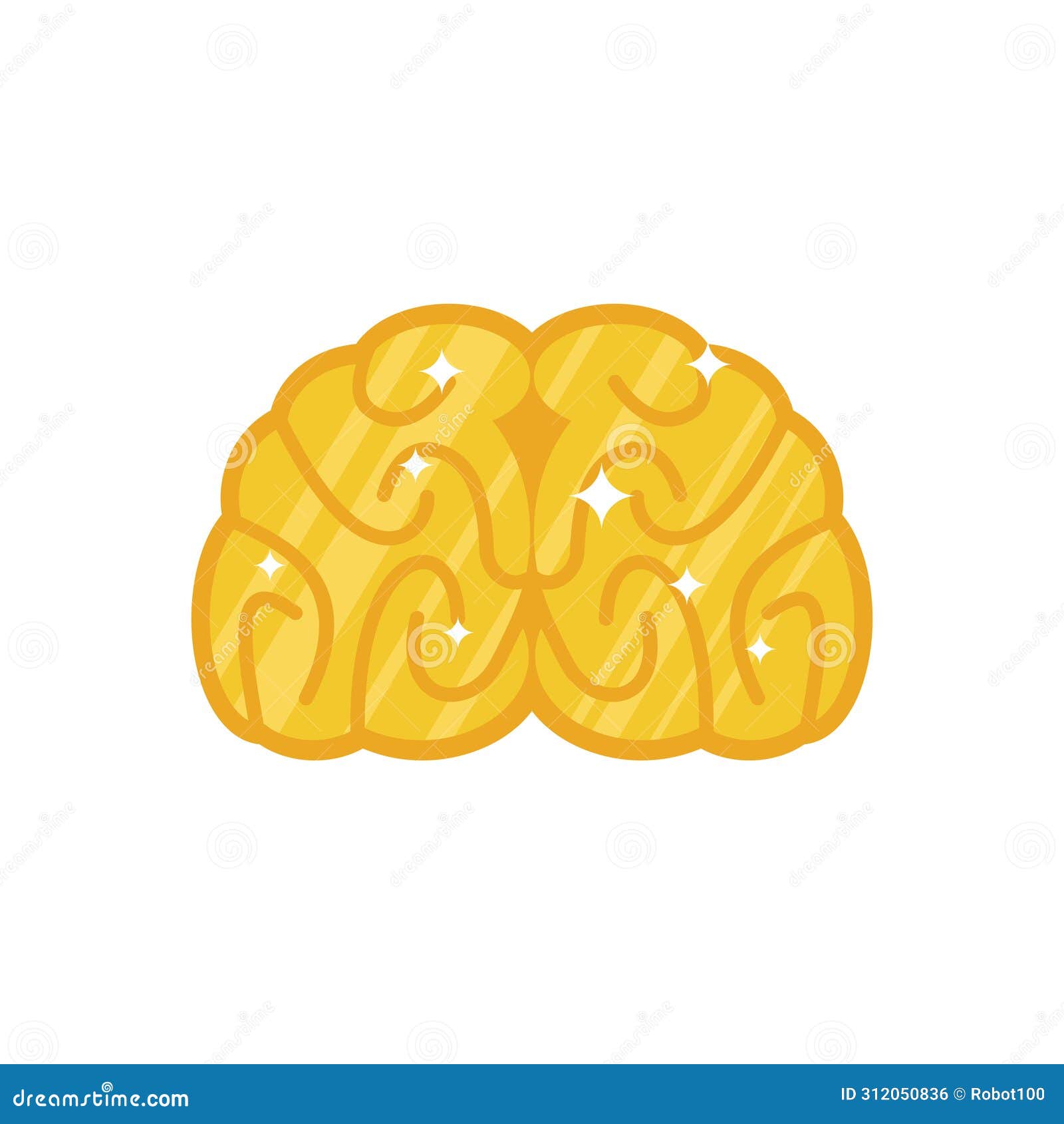 Golden Brain Isolated. Brains Made of Gold Stock Vector - Illustration ...