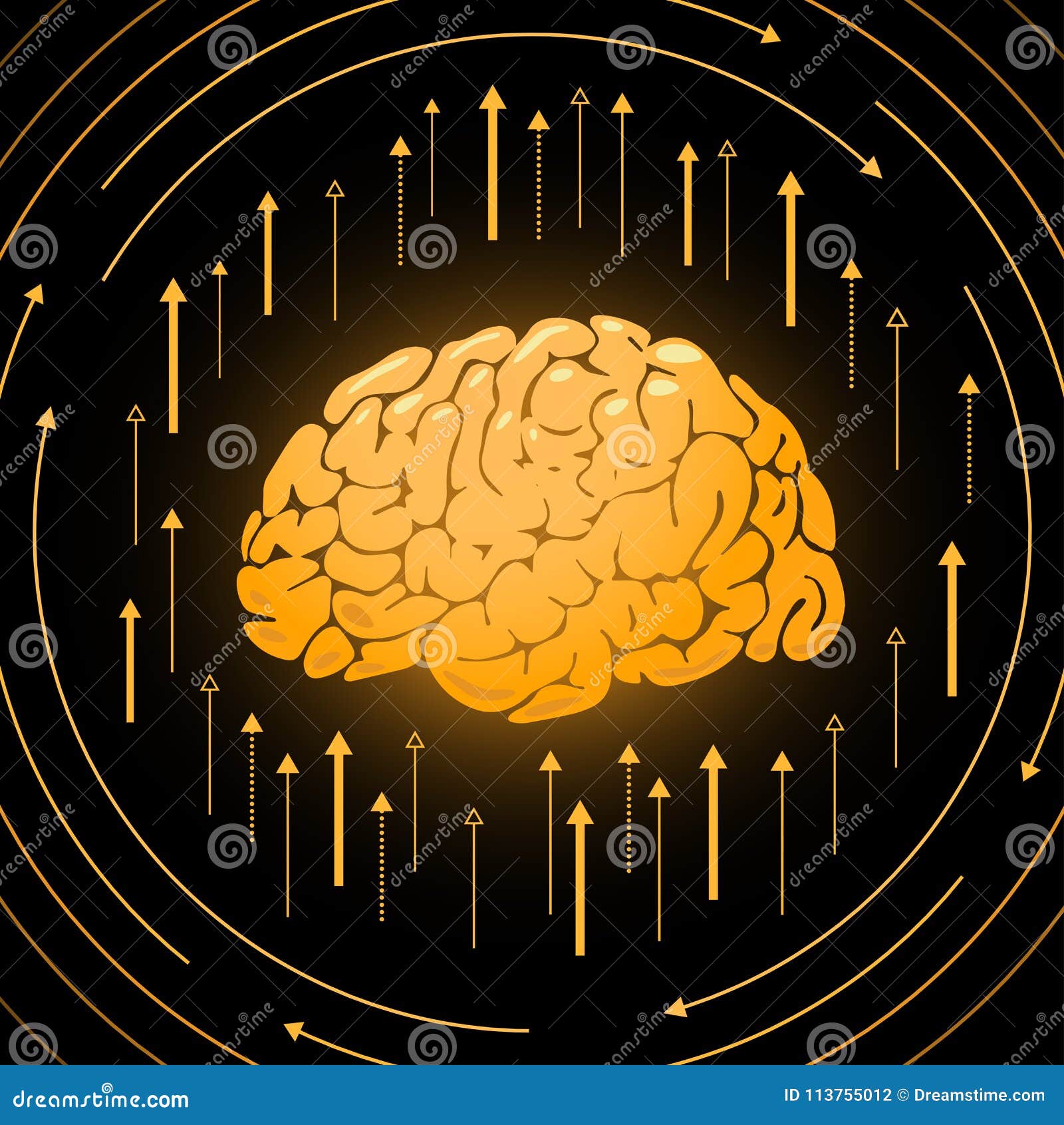 Golden Brain, Smart Mind Illustration, Vector Stock Vector ...