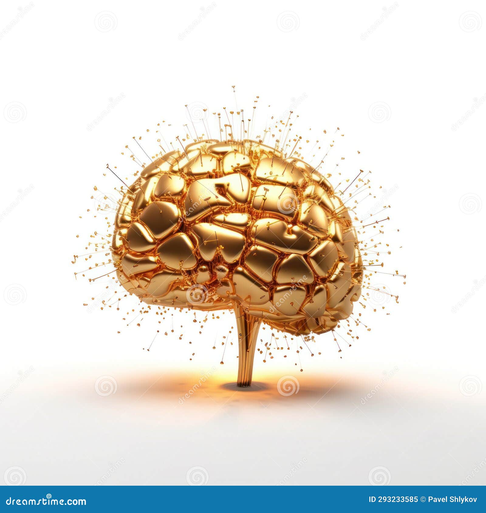 Golden Brains on White Background Stock Illustration - Illustration of ...