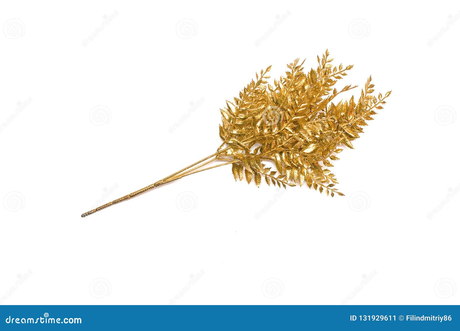 Golden branch. stock image. Image of isolated, artificial - 131929611