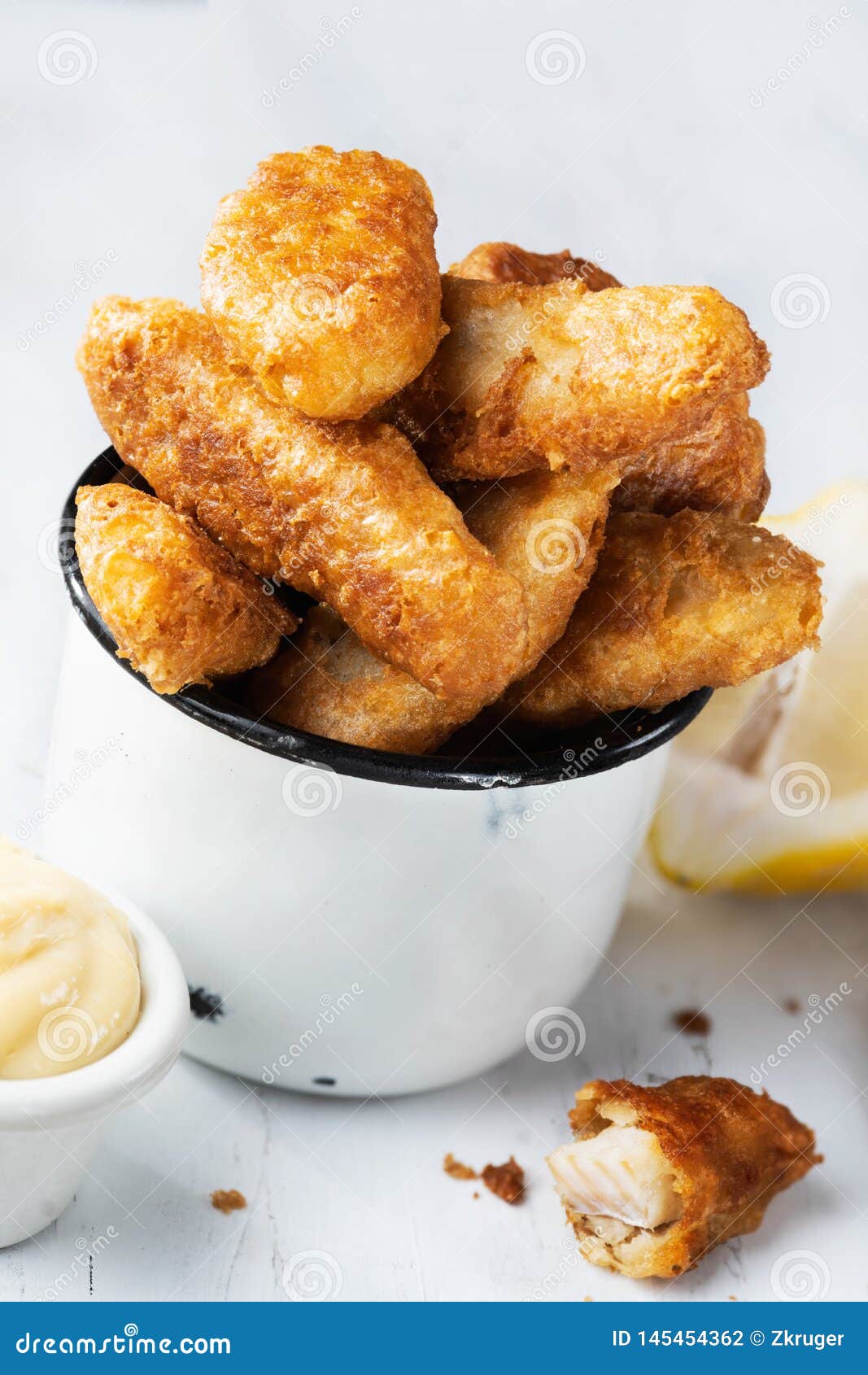 Golden Breaded Fish Fingers Stock Photo - Image of sauce, protein ...