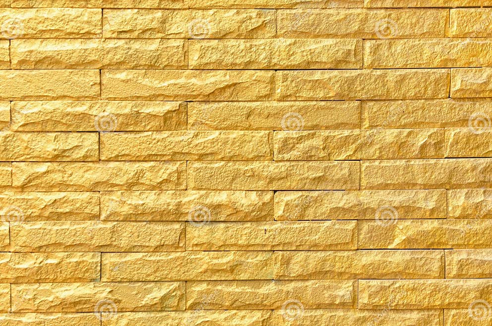 Golden Brick Wall Background Pattern Texture Stock Image - Image of ...