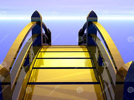 Golden Bridge Heading To Future Stock Illustration - Illustration of ...