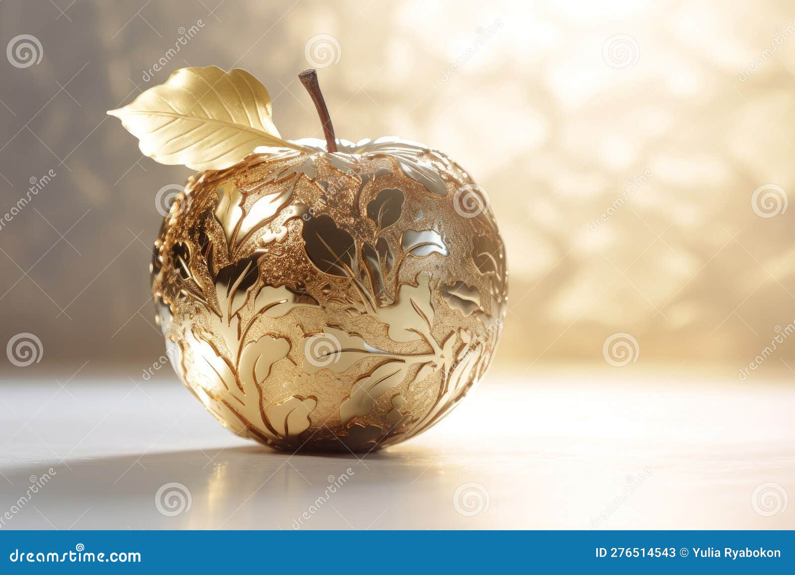Golden Bright Apple Metal. Generate Ai Stock Illustration ...