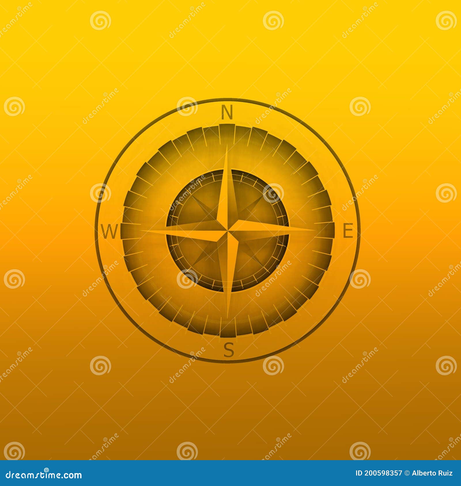 Golden Bright Degraded of Compass Shadows Stock Illustration ...