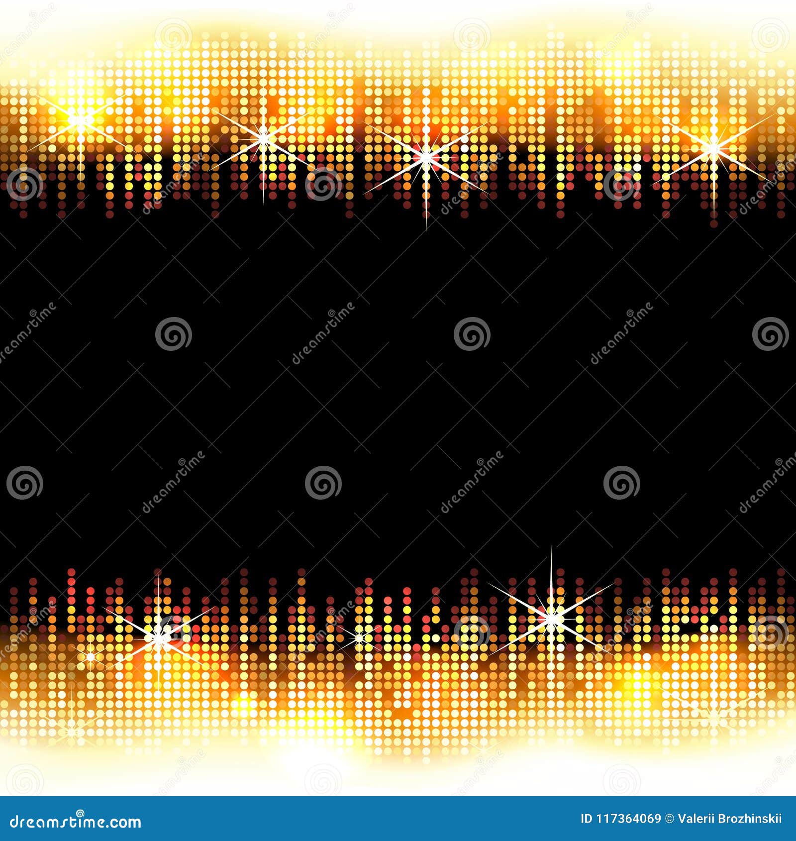 Golden Bright Mosaic Shine Frame with Empty Black Space for Text ...