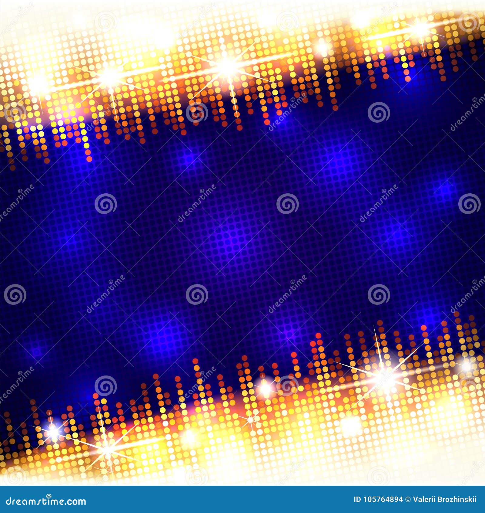 Golden Bright Mosaic Shine Frame with Empty Dark Blue Space for Text ...