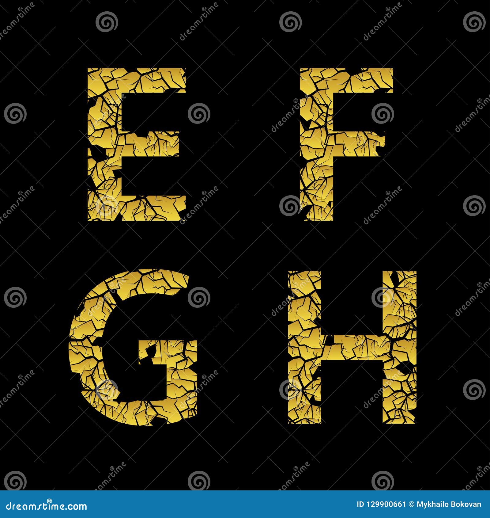 Golden broken letters stock vector. Illustration of texture - 129900661