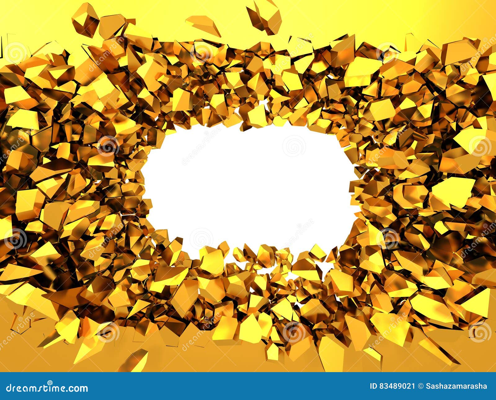 Golden Broken Wall with Explosion Hole. Abstract Background Stock ...