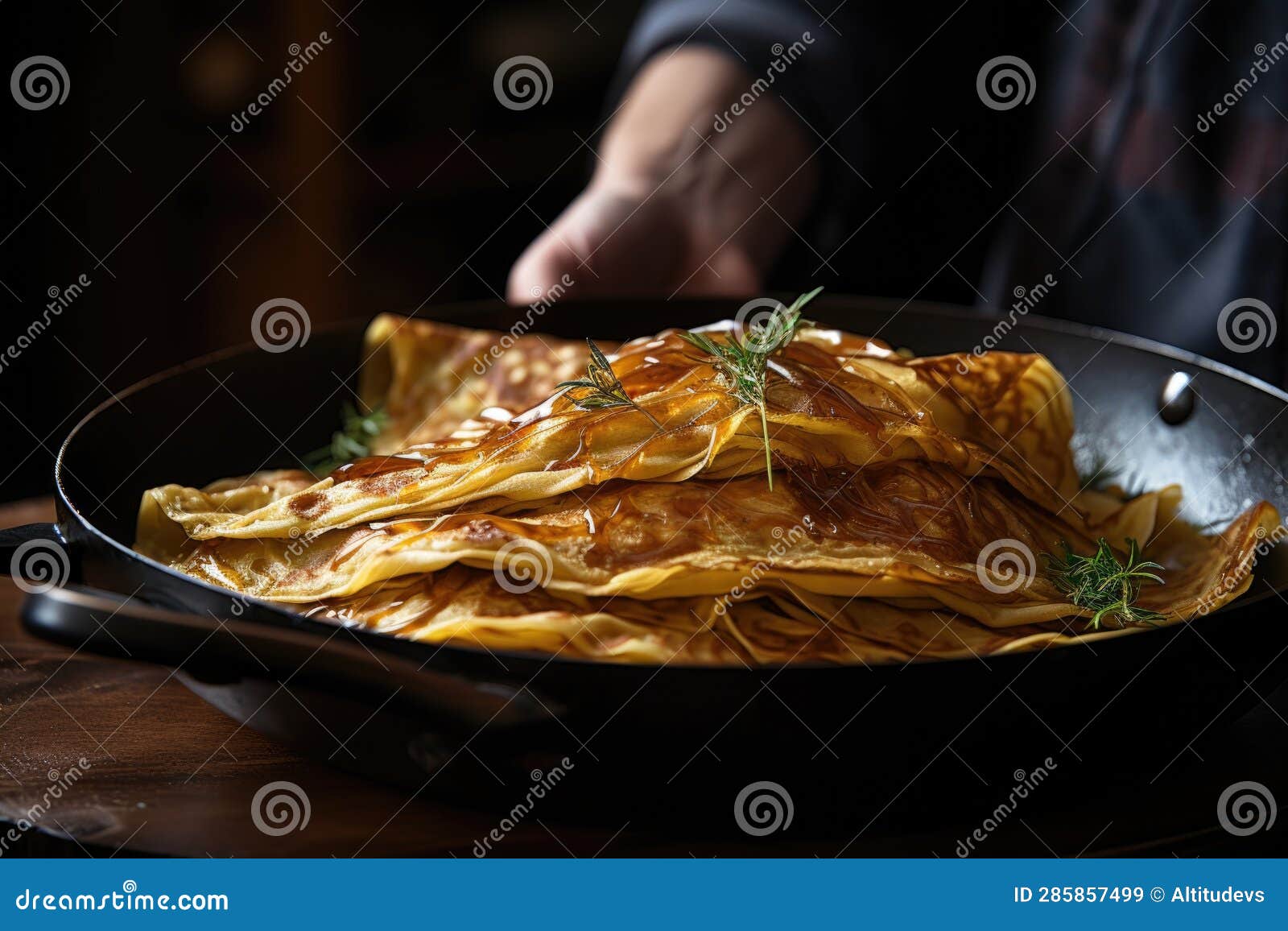 Golden Brown Crepe Folded on a Skillet Stock Image - Image of breakfast ...