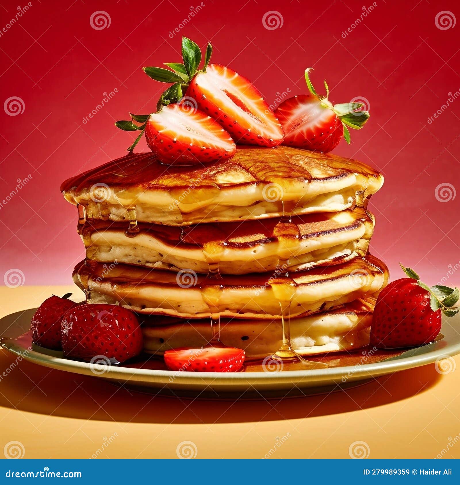 Golden Brown Fluffy Stack of Pancakes with a Side. Generative AI Stock ...