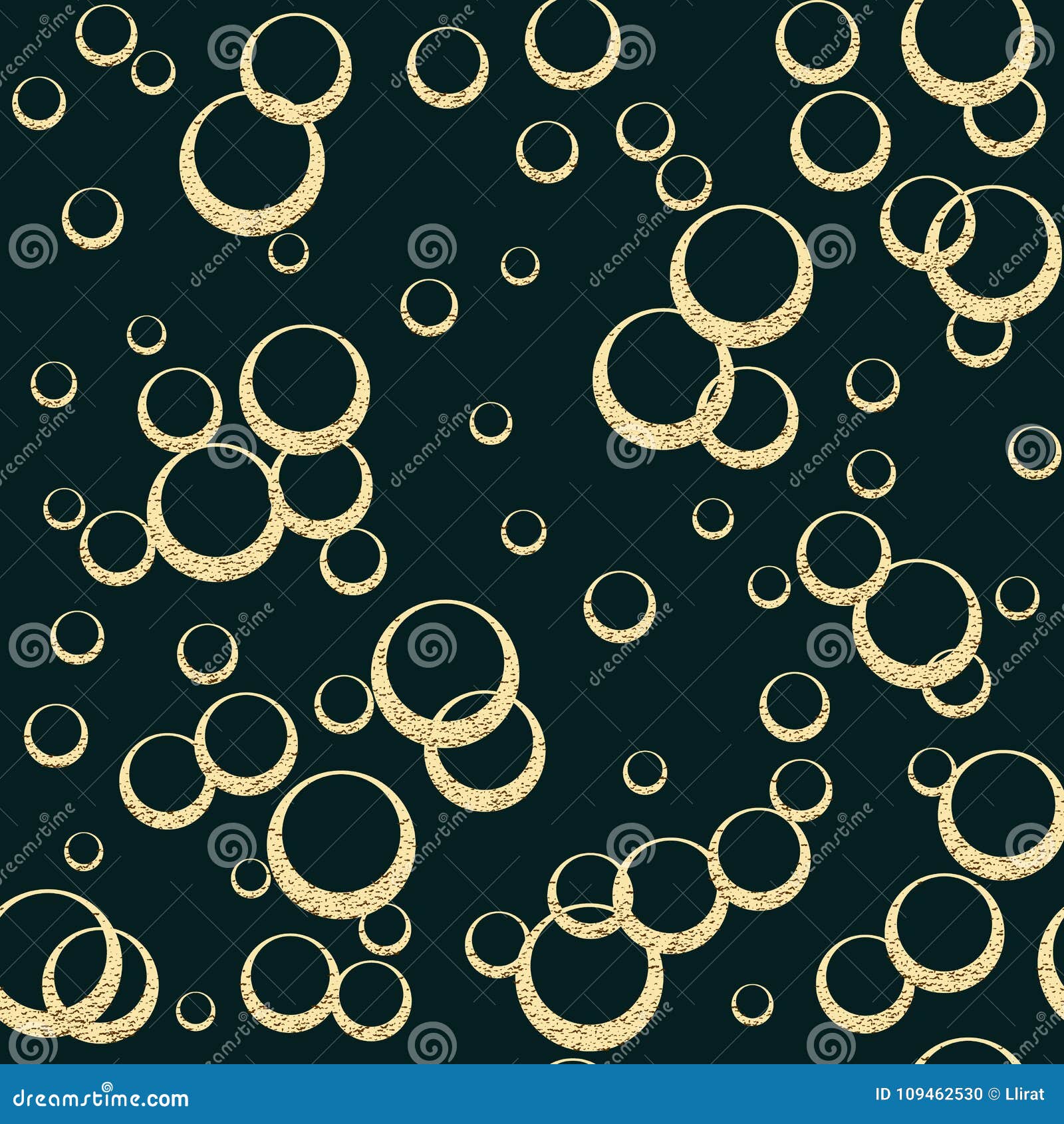 Golden Bubble Seamless Pattern. Dark Background Stock Vector ...