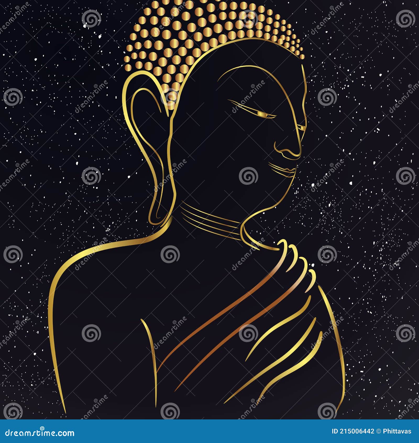 Golden Buddha State Under the Star Stock Illustration - Illustration of ...
