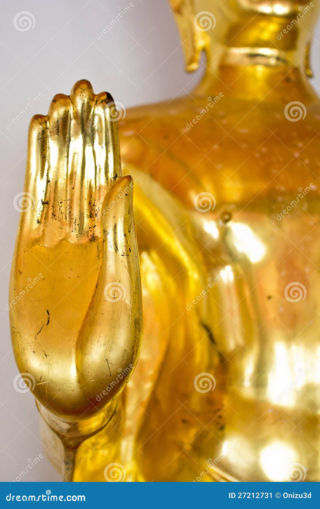 Golden Buddha Statue Blessing Hand Stock Image - Image of calm, peace ...
