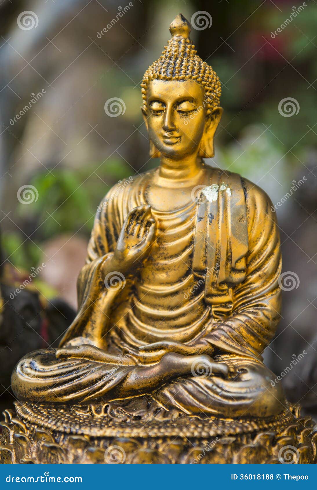 Golden Buddha statue. stock photo. Image of buddha, gold - 36018188