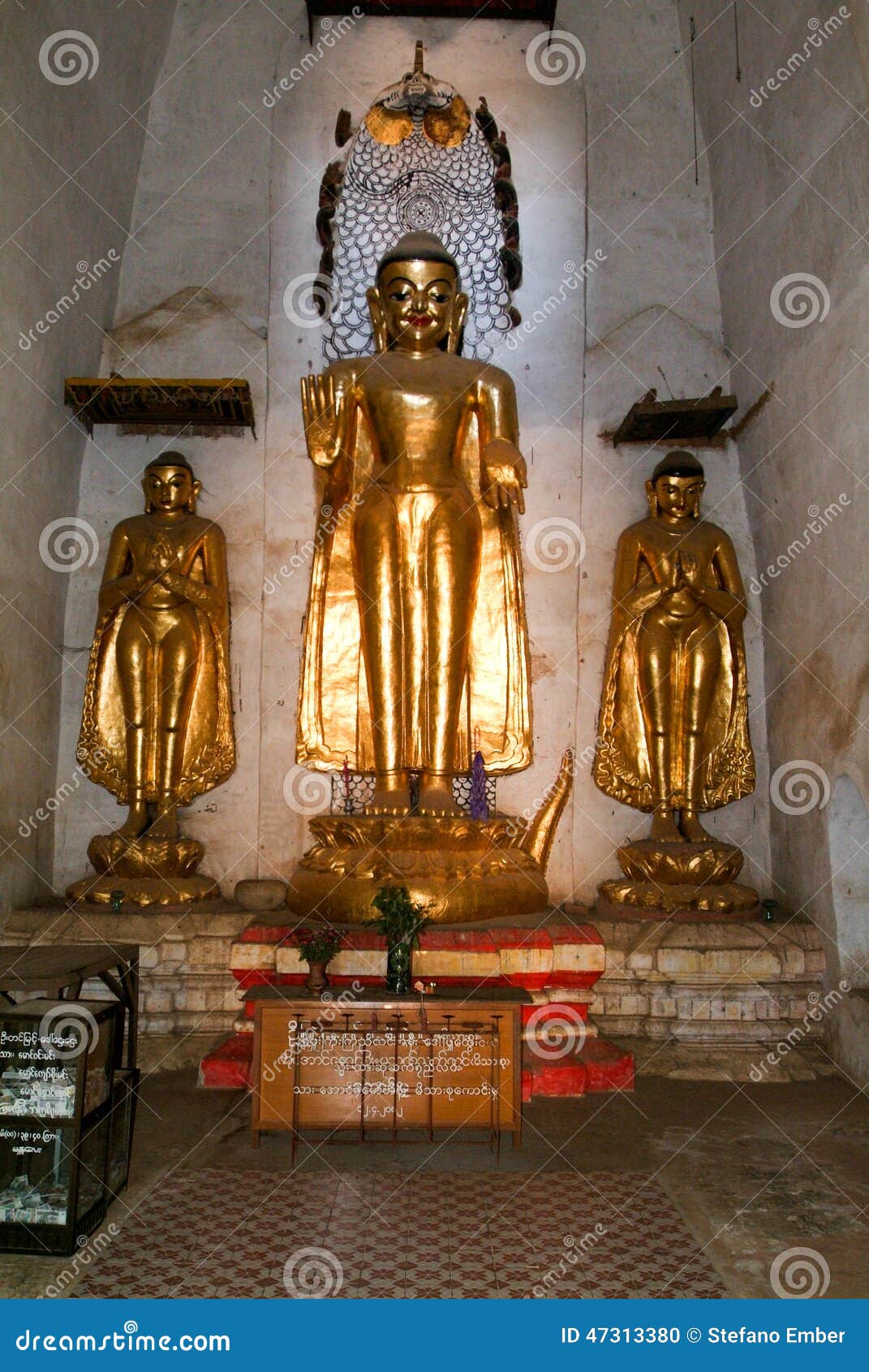 Golden Buddha Statue on the Temple of Ananda at Bagan Stock Photo ...