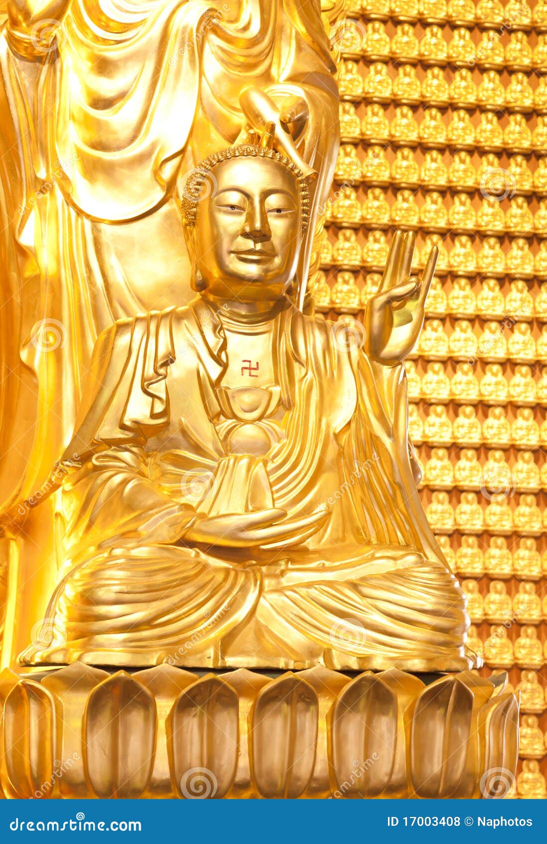 Golden Buddhist Monk in Dragon Temple Stock Photo - Image of noble ...