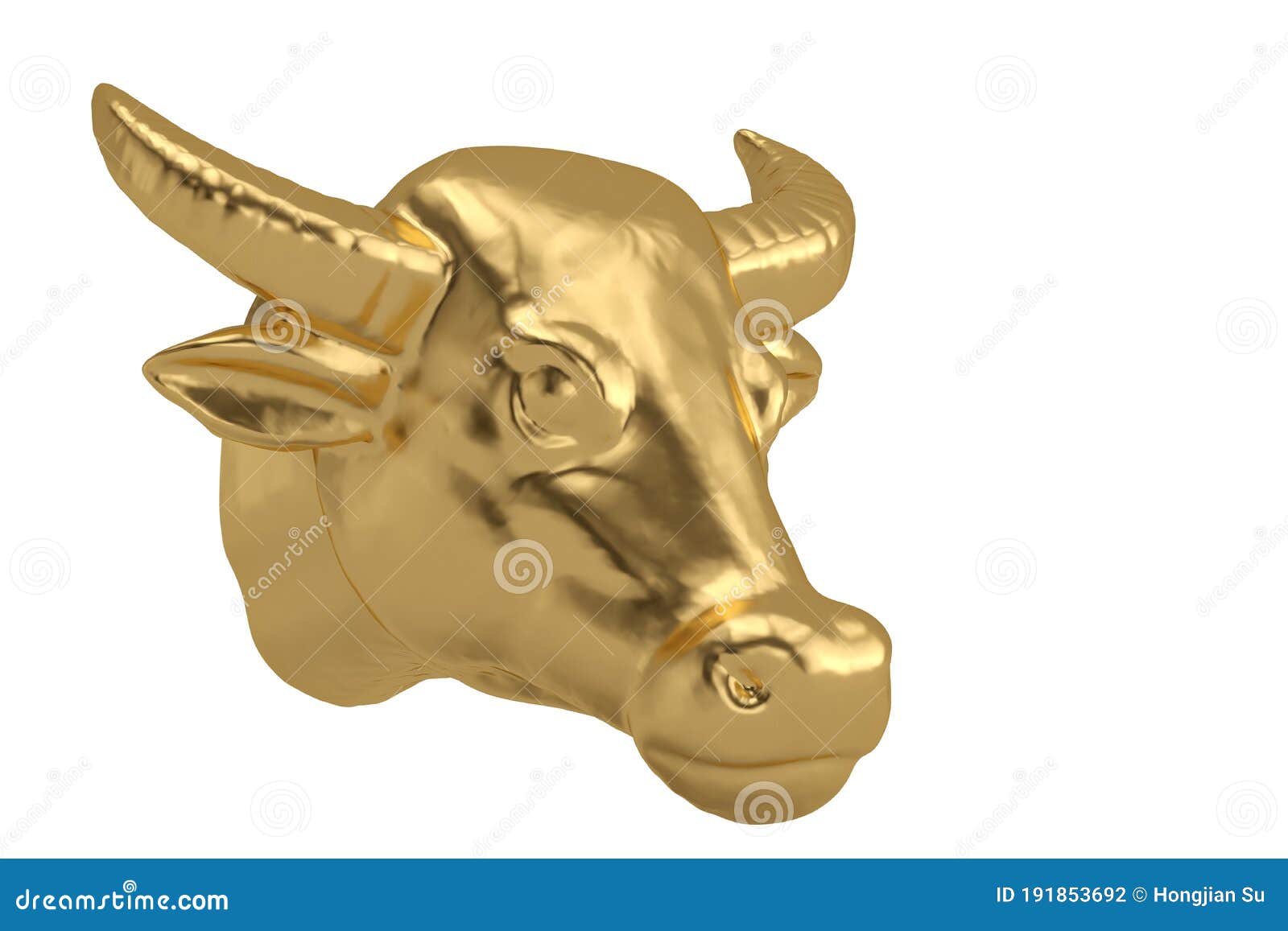 Golden Buffalo Head Isolated on White Background, 3D Render. 3D ...