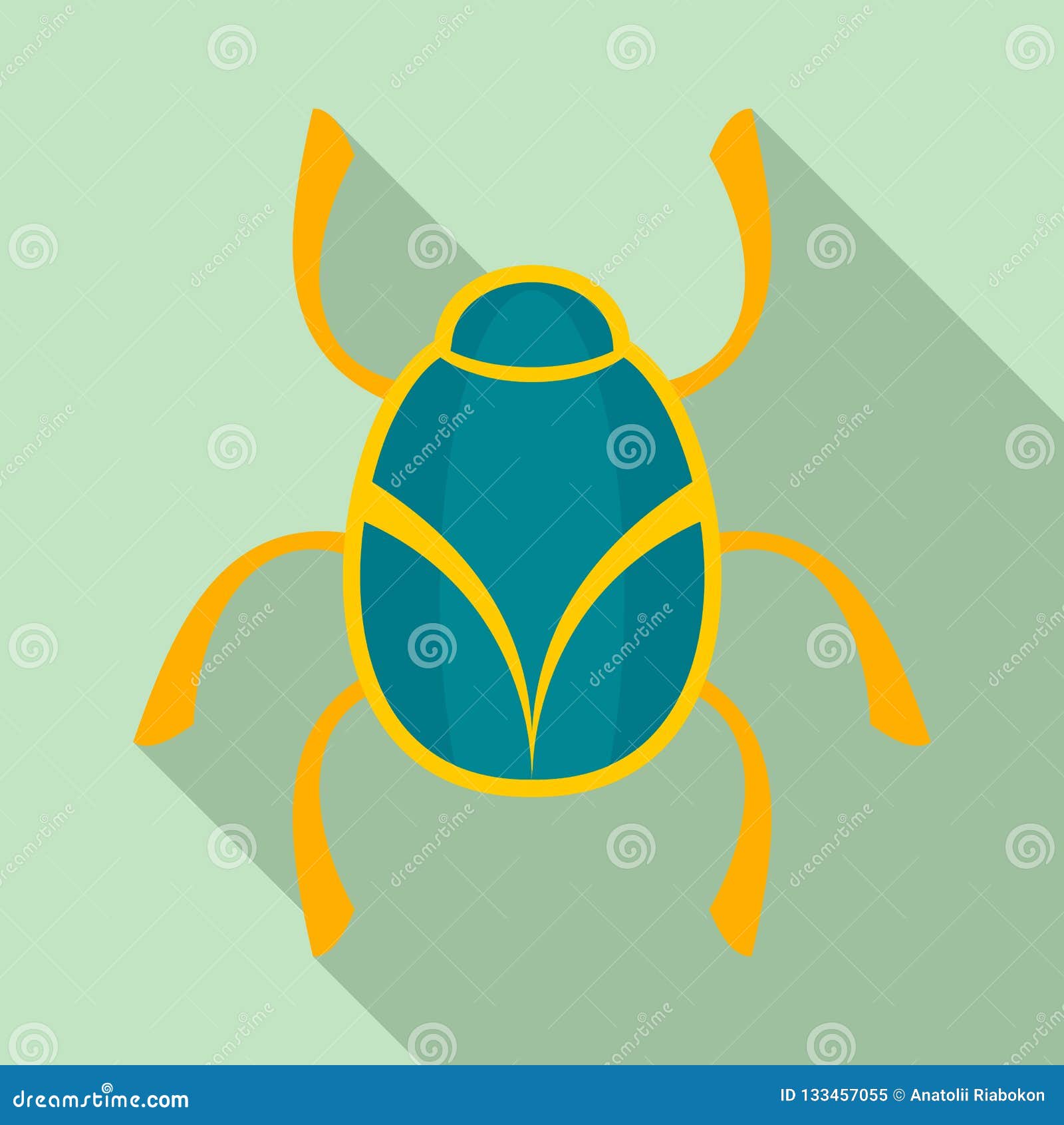 Golden Bug Icon, Flat Style Stock Vector - Illustration of creature ...