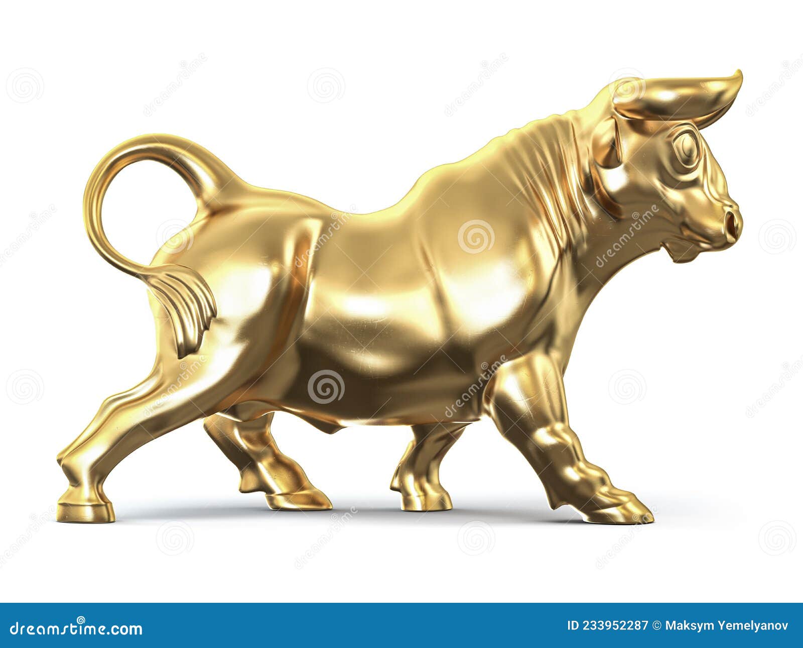 Golden Bull Isolated on White Stock Illustration - Illustration of ...