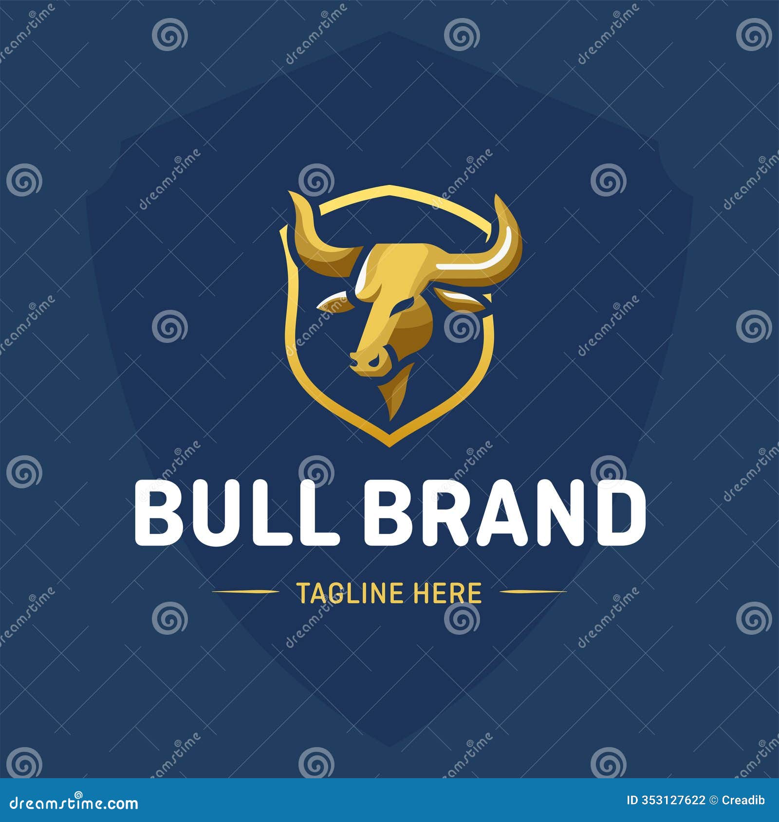 Golden Bull and Shield Logo Design Vector Stock Illustration ...