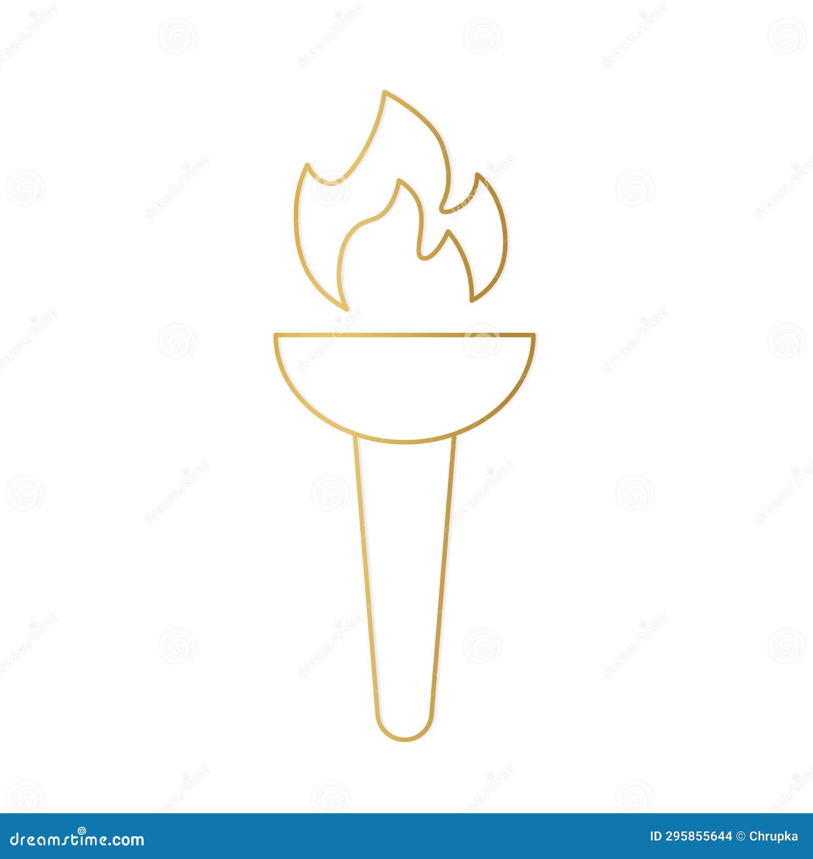 Golden burning torch icon stock vector. Illustration of lamp - 295855644