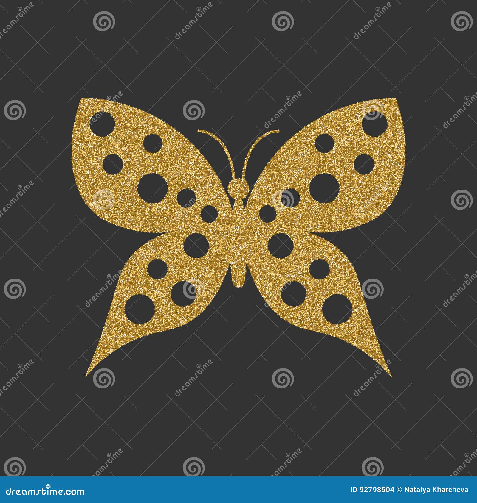Golden Butterfly with Decorative Round Pattern. Stock Vector ...