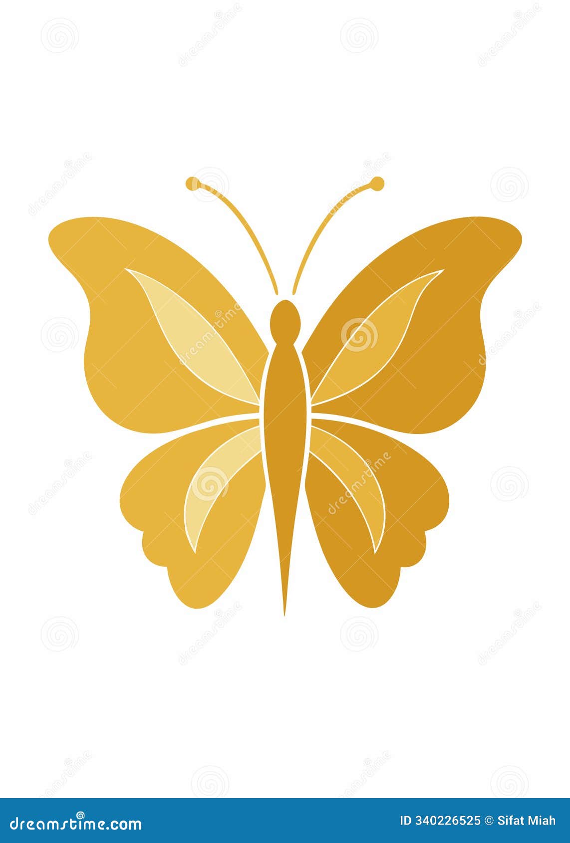 Golden Butterfly Realistic Vector on White Background Stock ...