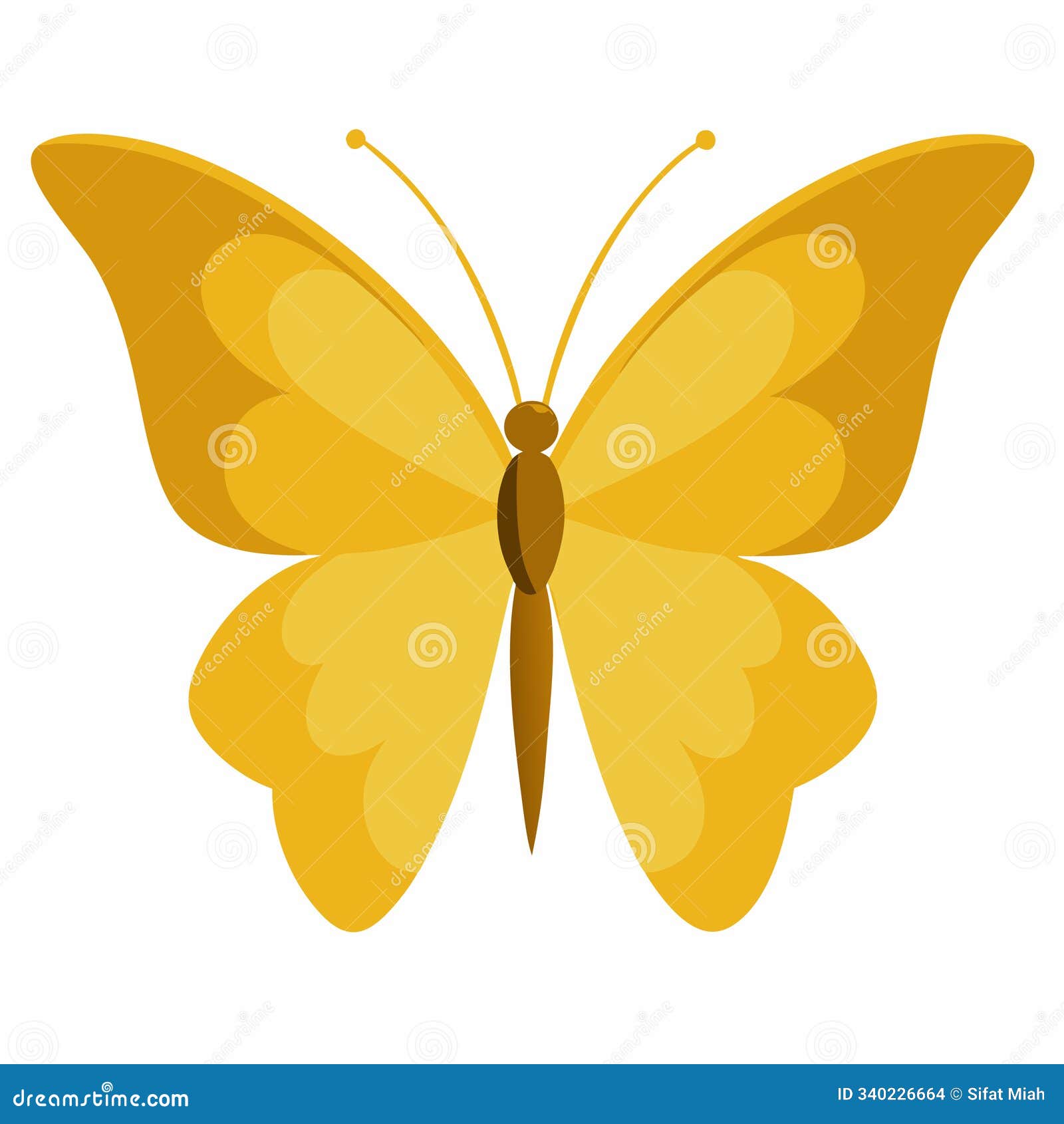 Golden Butterfly Realistic Vector on White Background Stock ...