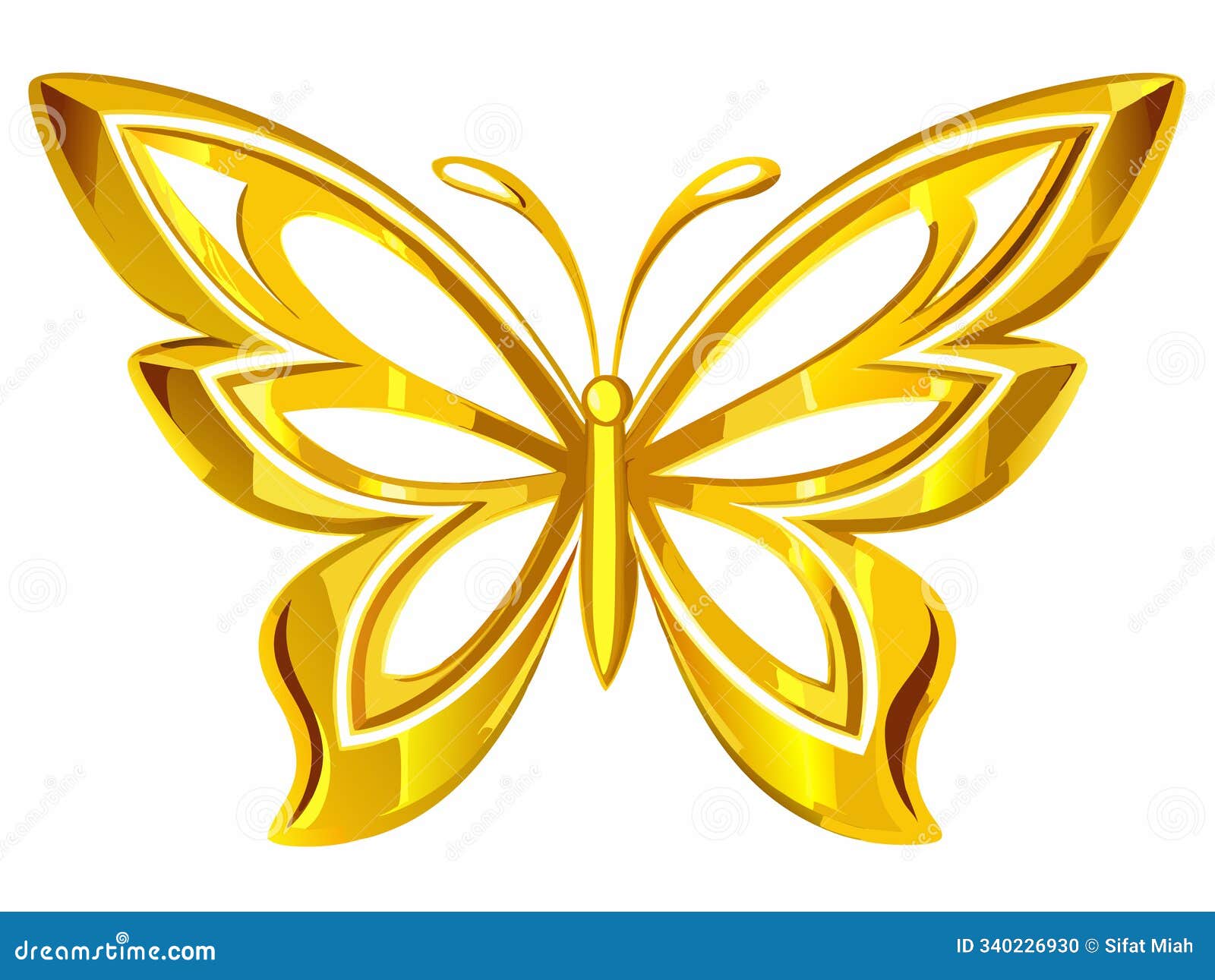 Golden Butterfly Realistic Vector on White Background Stock ...