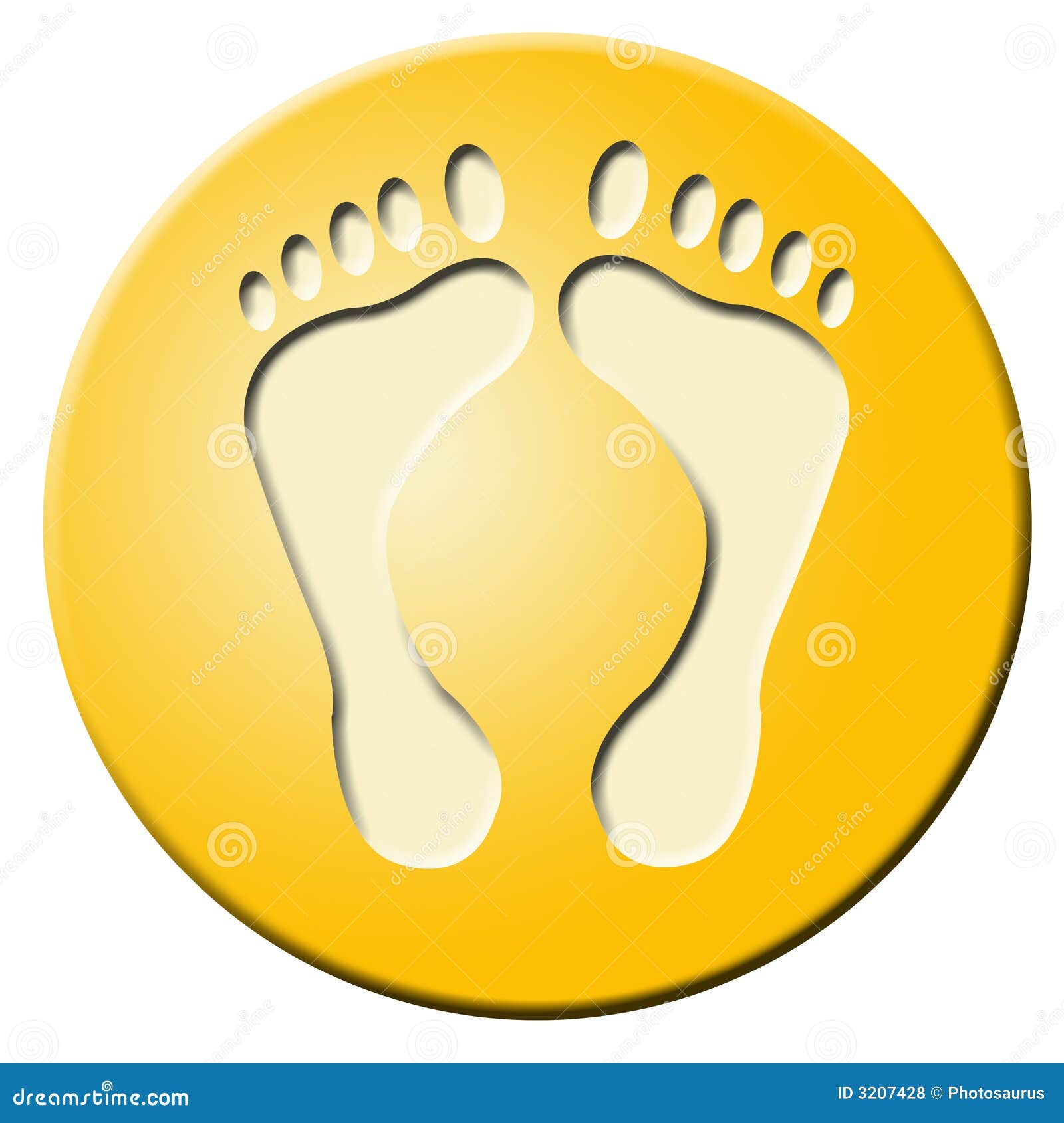 Golden button with feet stock illustration. Illustration of feet - 3207428